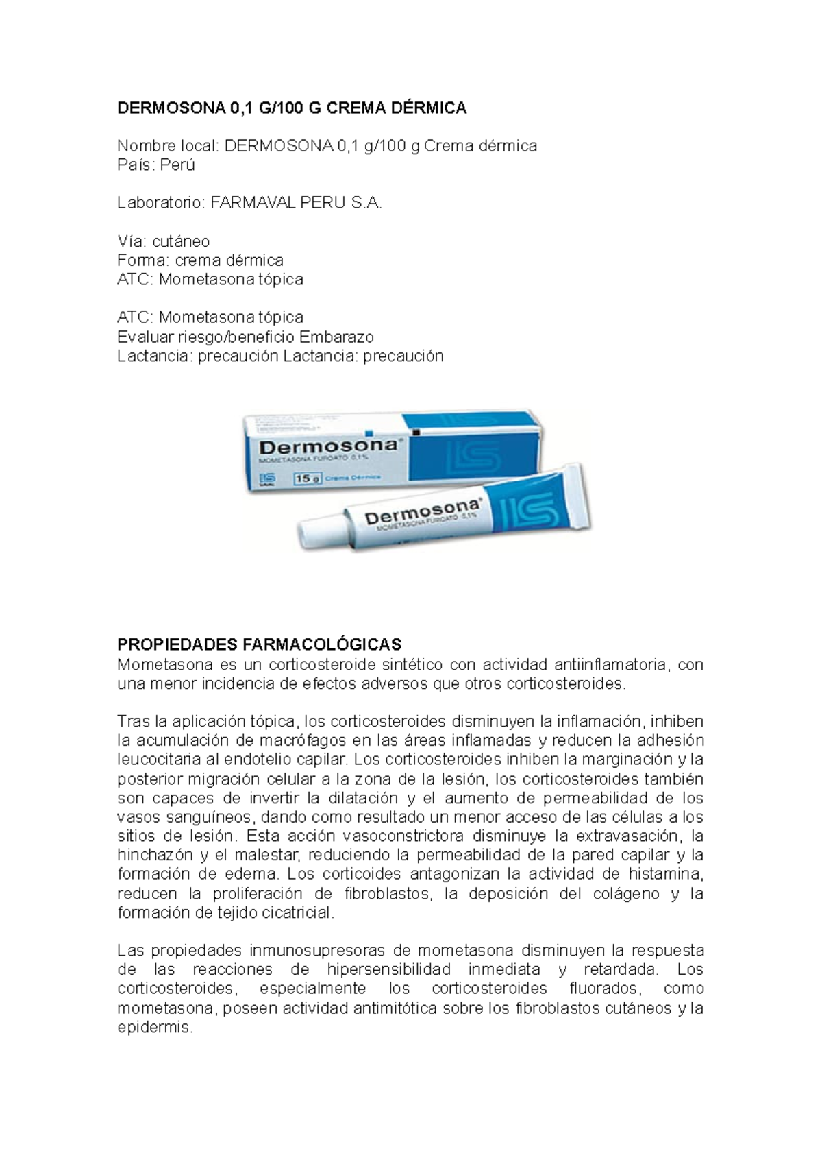 Medicamentos Susana Rocillo - DERMOSONA 0,1 G/100 G CREMA DÉRMICA ...