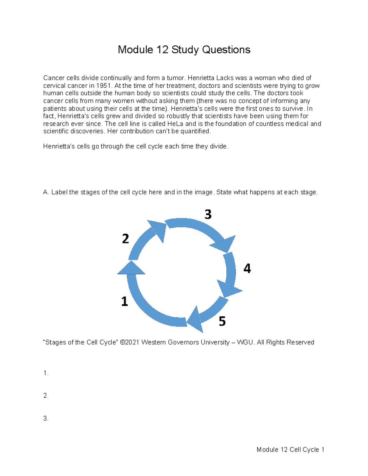 C190.v3 module 12 study questions - Module 12 Study Questions Cancer ...