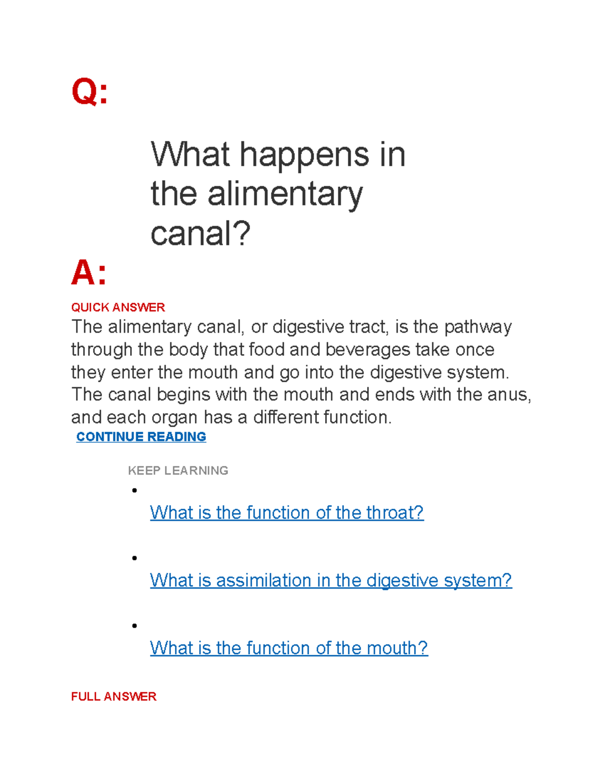 Reasearch- Digestion - Q: What happens in the alimentary canal? A ...