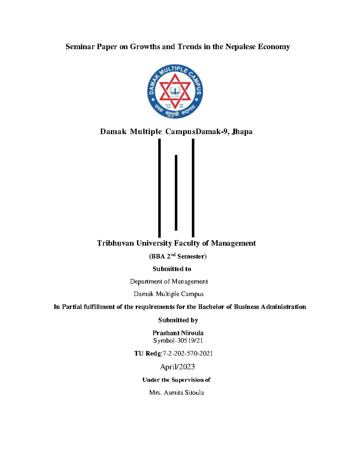 prashant semoiu - Seminar Paper on Growths and Trends in the Nepalese ...