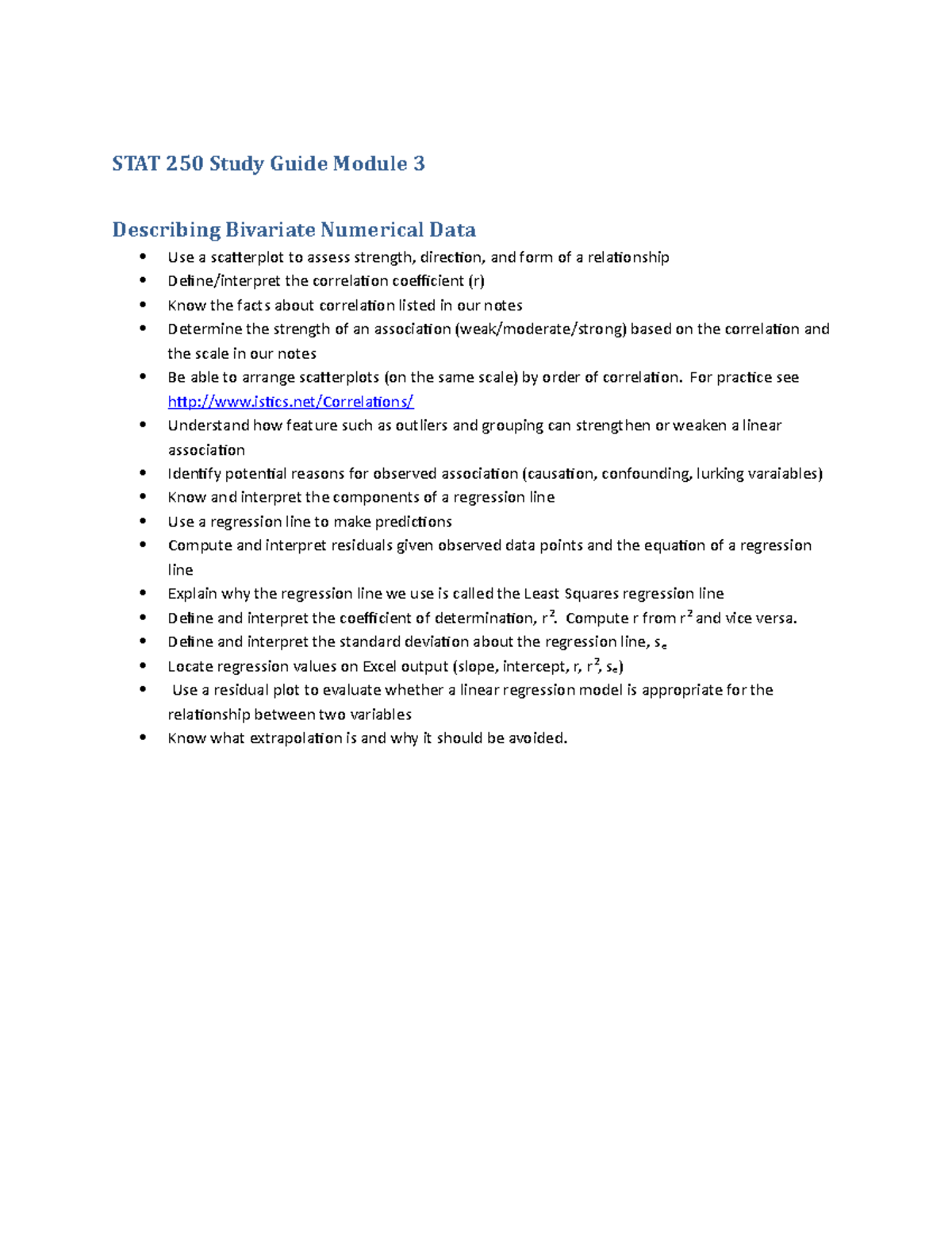 STAT 250 Study Guide Module 3 - STAT 250 Study Guide Module 3 ...