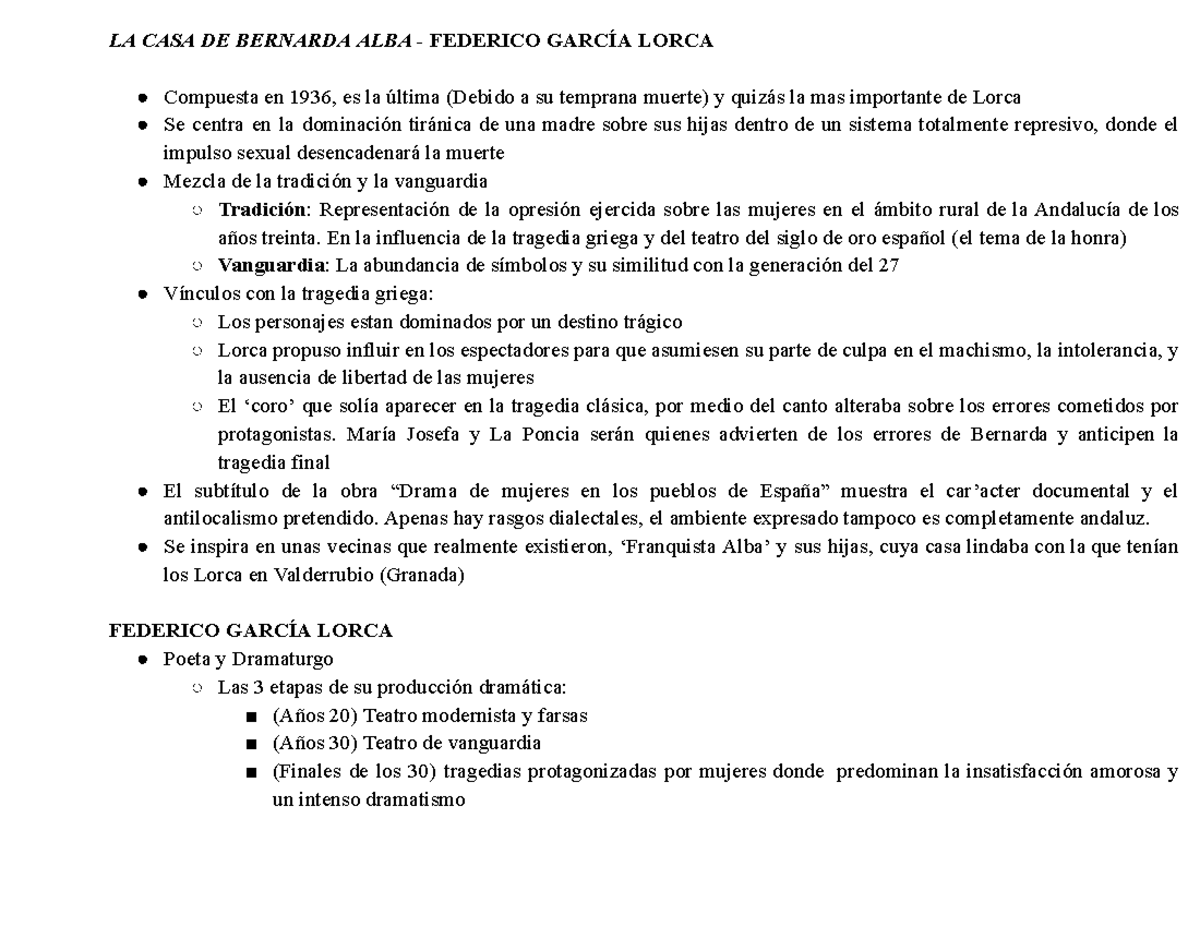 Prueba 2 Español La Casa de Bernarda Alba - LA CASA DE BERNARDA ALBA ...