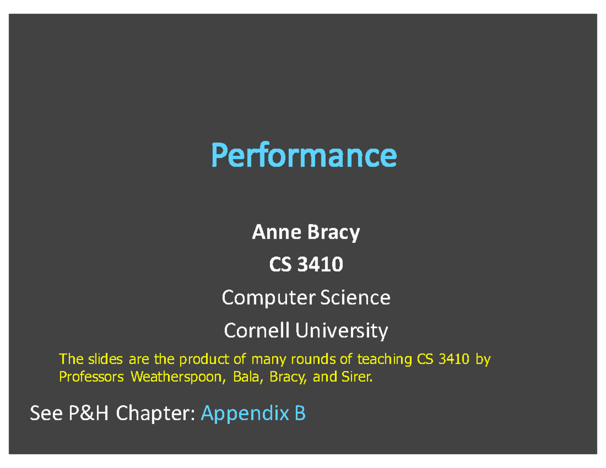 CS 3410 Computer Science Performance Optimization - Studocu