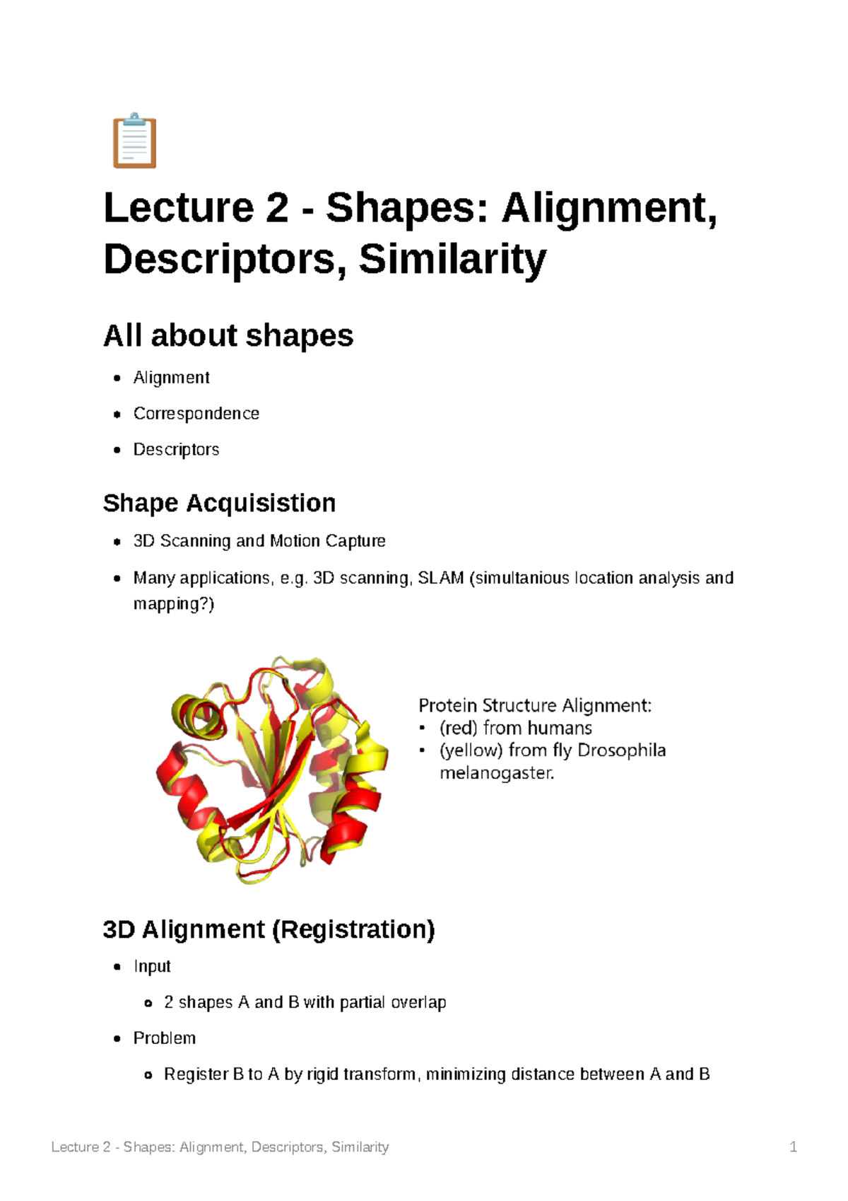 Lecture 2 - Shapes Alignment Descriptors Similarity - ####### ¹ Lecture 2 - Shapes: Alignment ...