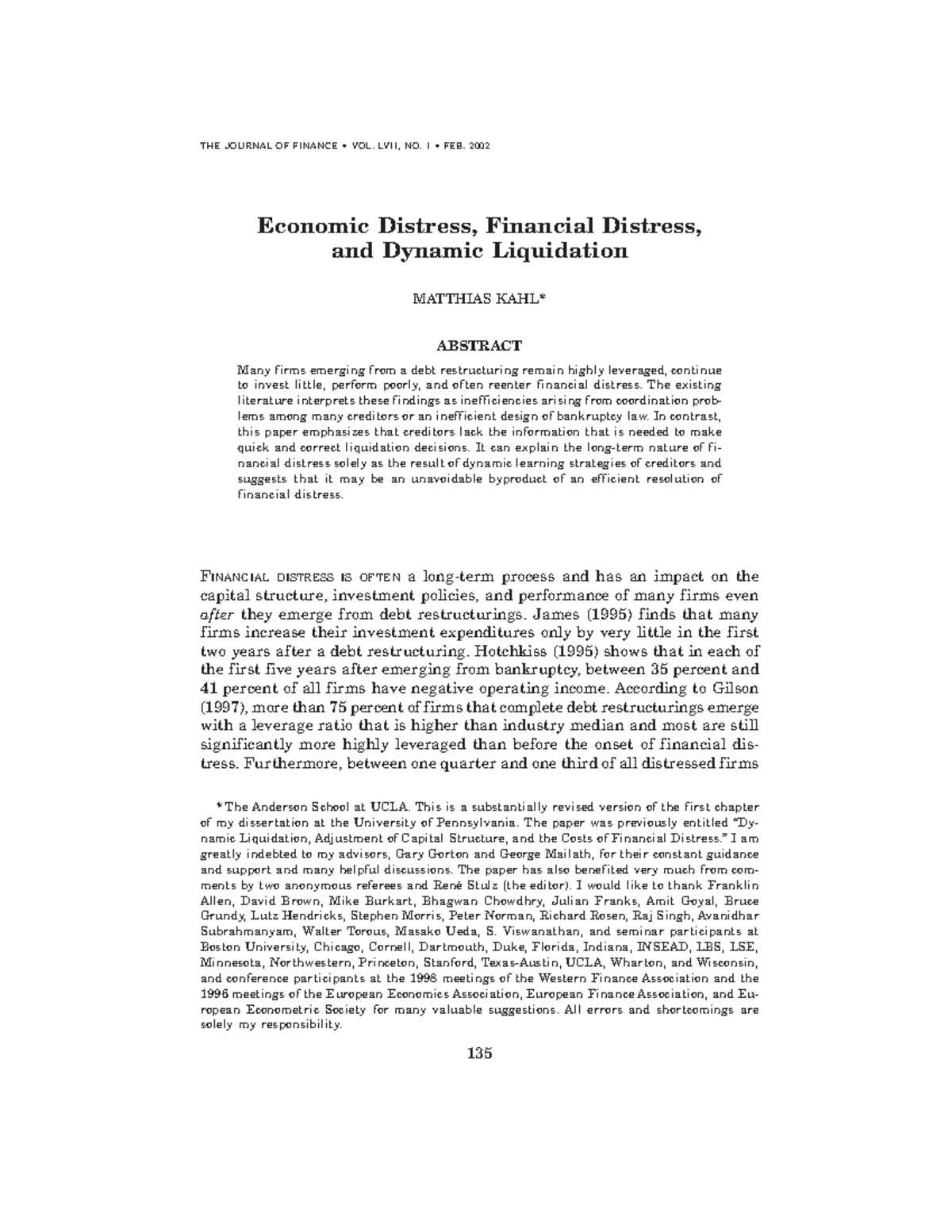 Tiếng anh - tài chính - Economic Distress, Financial Distress, and ...