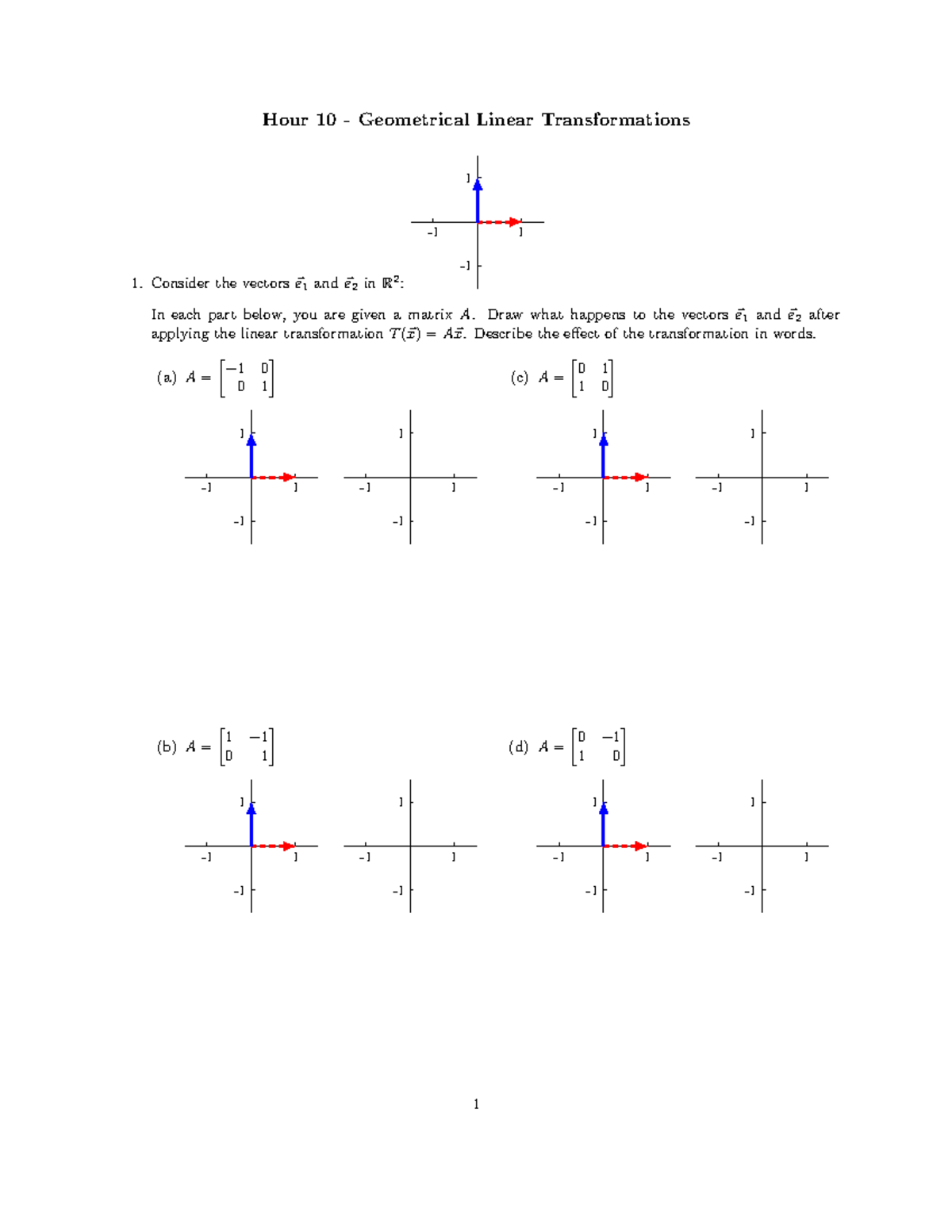 10 geometrical linear transformations blank - Hour 10 - Geometrical ...