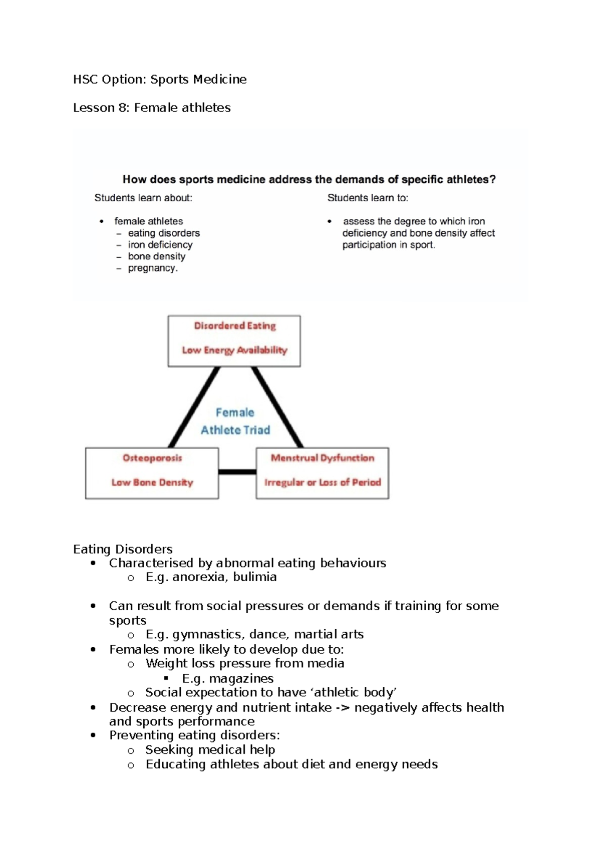 Lesson 8 sm - Sports Medicine notes HSC - HSC Option: Sports Medicine ...