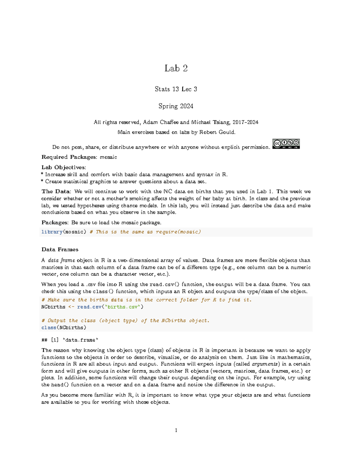 Lab2 Lec3 - This is the stats lab for the new teacher - Lab 2 Stats 13 Lec 3 Spring 2024 All ...