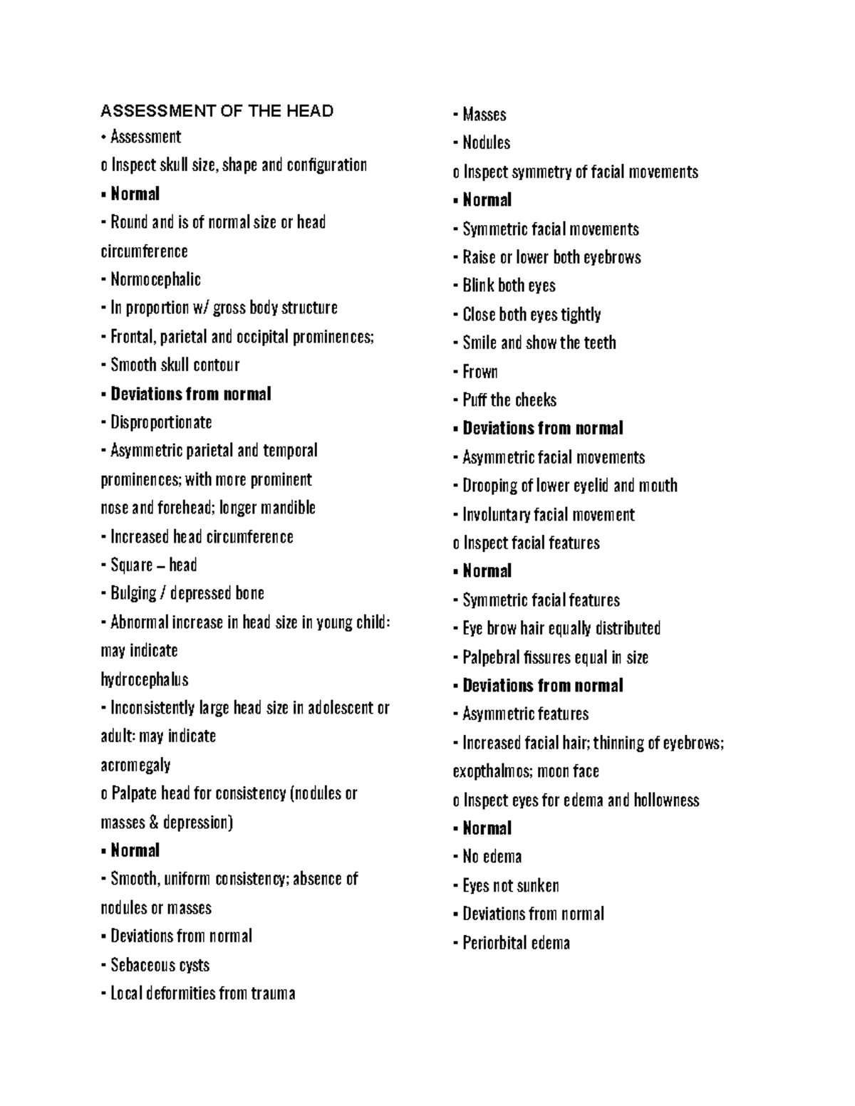 Health Assessment - REVIEWER FOR MIDTERM - ASSESSMENT OF THE HEAD ...