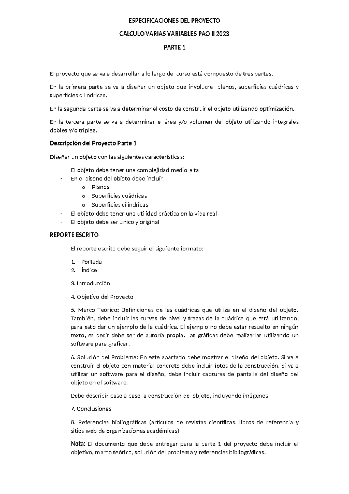 Proyecto CVV PAO II 2023 - ESPECIFICACIONES DEL PROYECTO CALCULO VARIAS VARIABLES PAO II 2023 ...