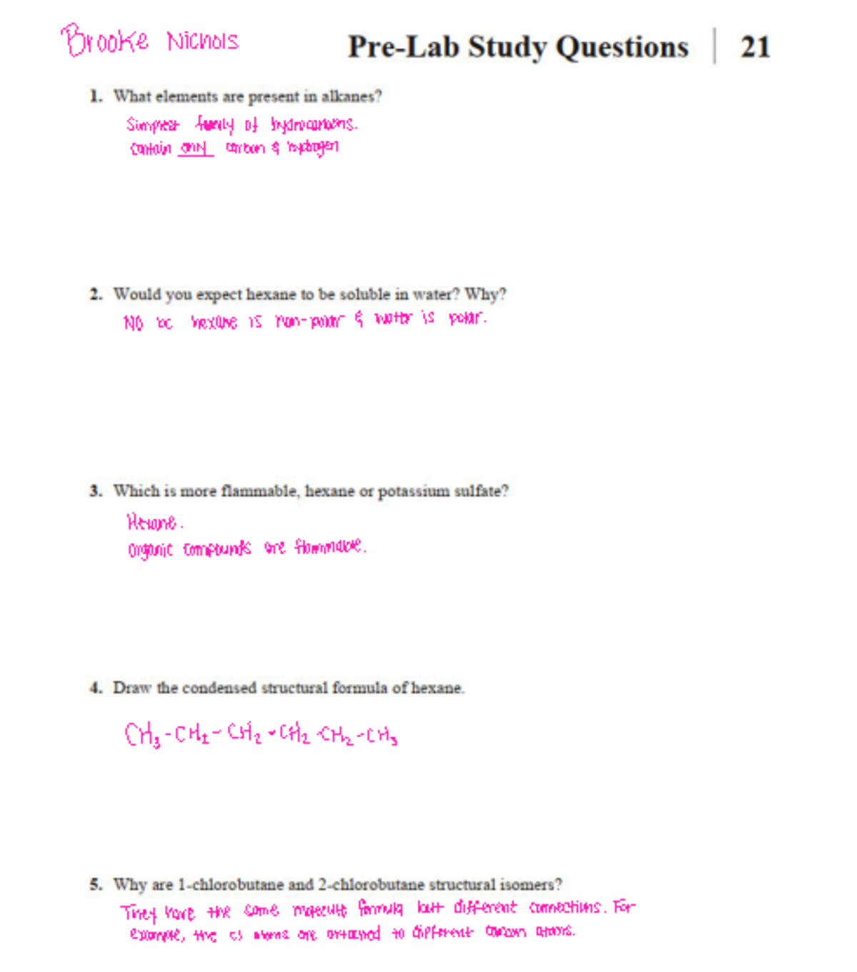 Activity 6 Properties of Organic Compounds - ####### Brooke Nichols ...