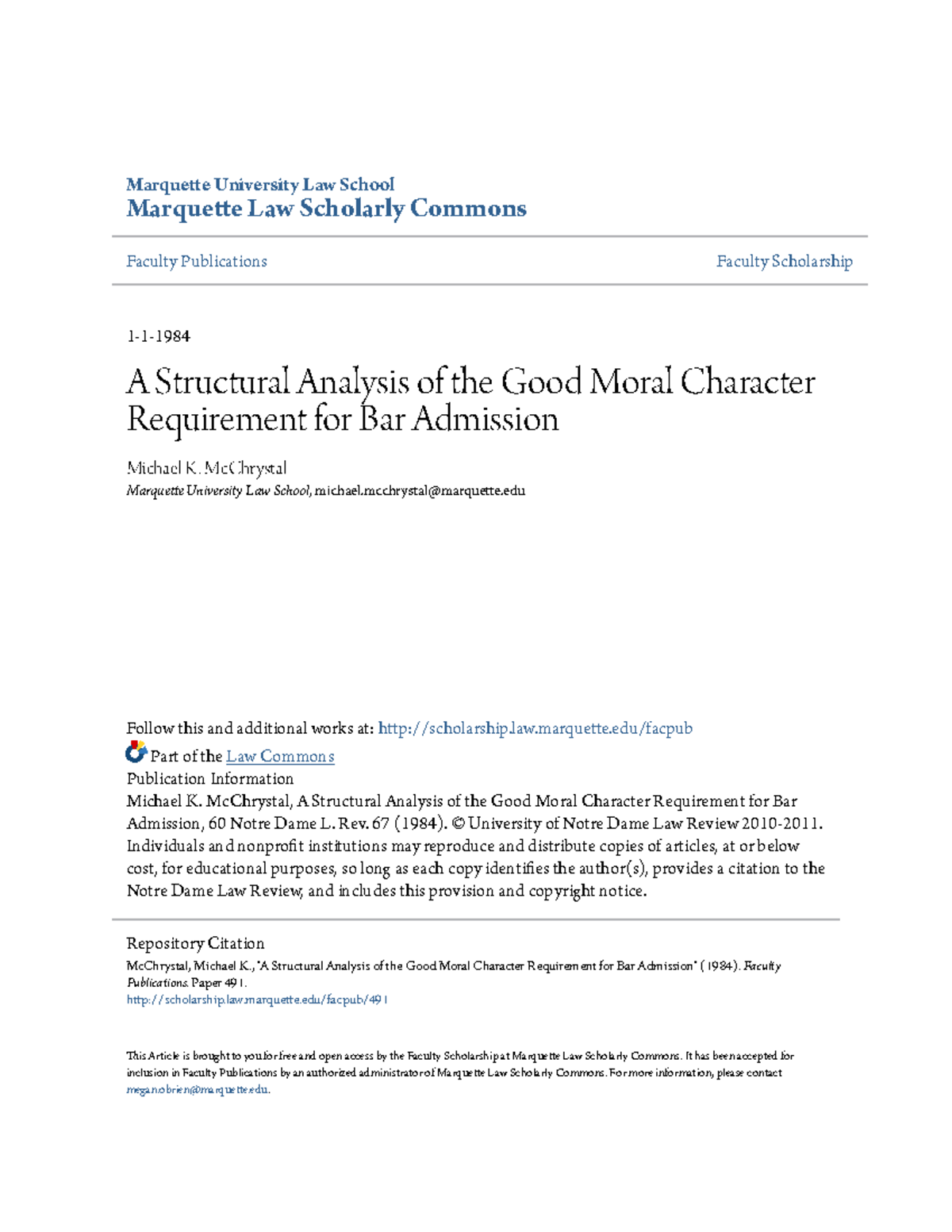 A Structural Analysis of the Good Moral Character Requirement for ...