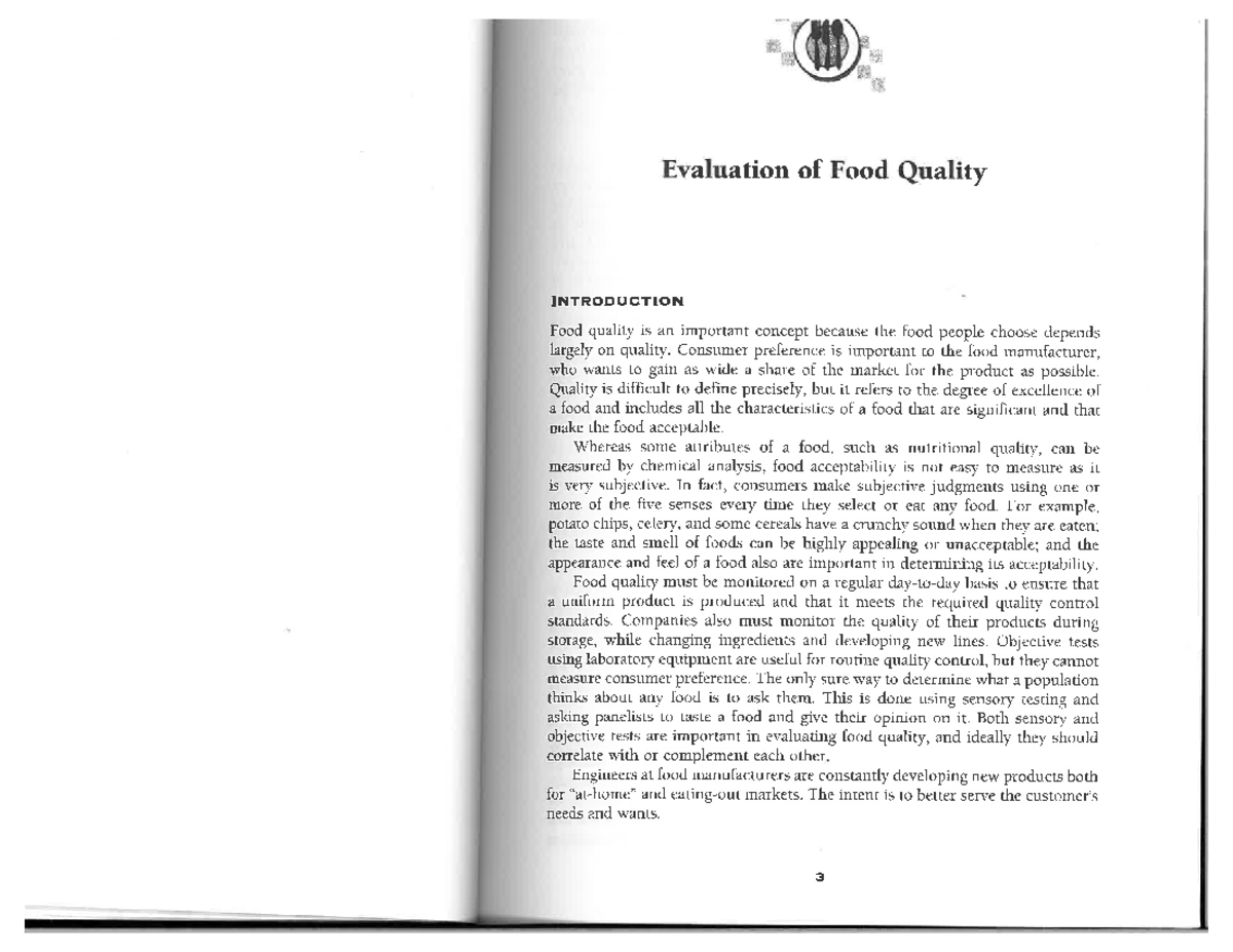 Food science taste assessment - BS in Industrial Technology - Studocu