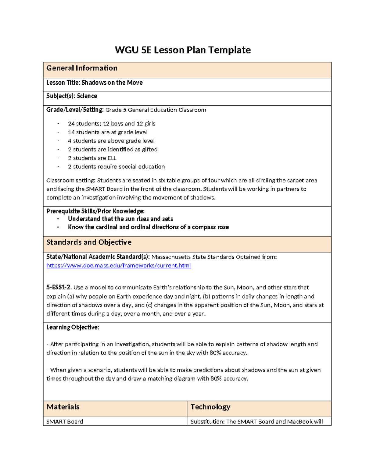 5E Lesson Plan - Students will be working in partners to complete an ...