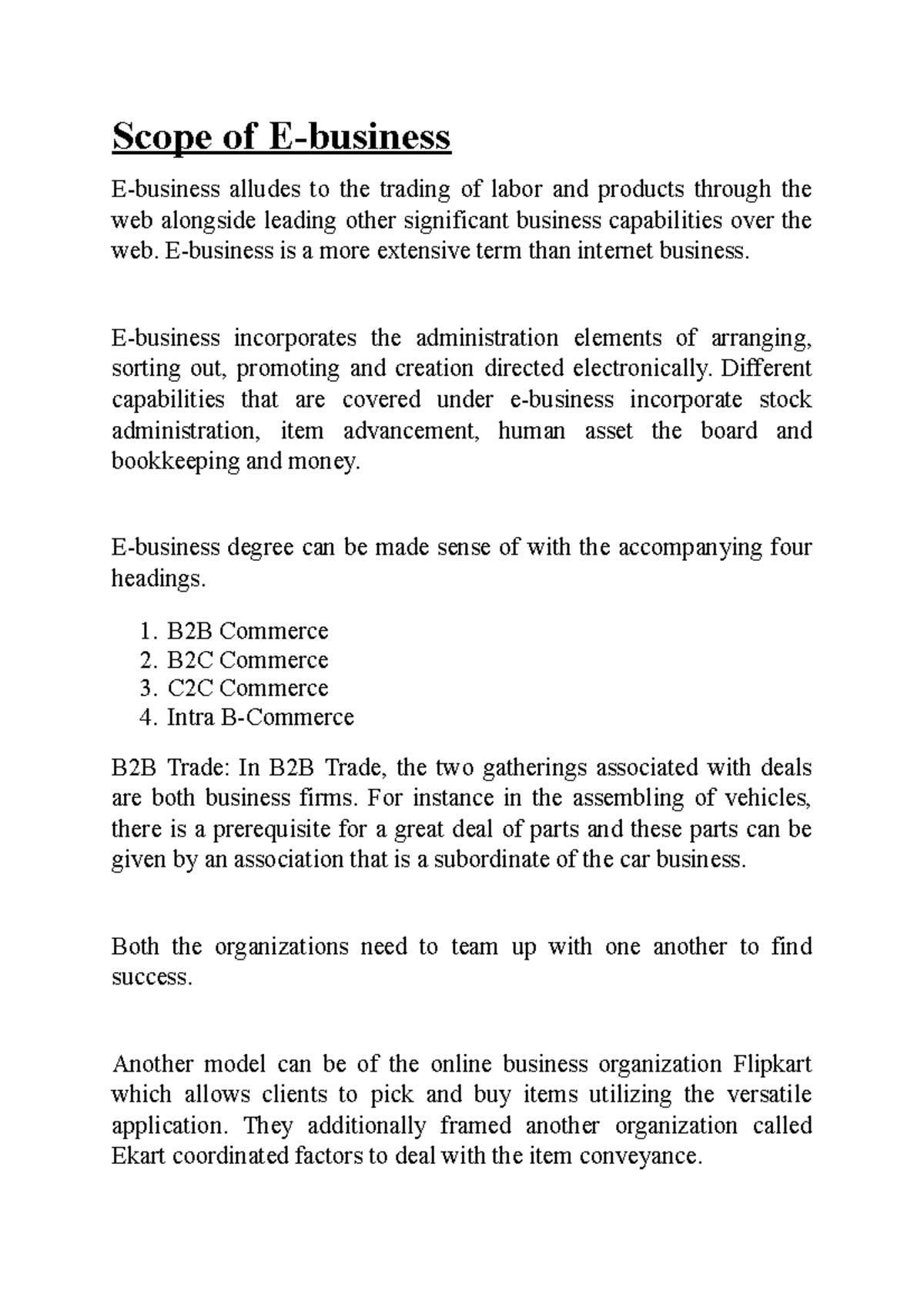 Scope of E-business - Scope of E-business E-business alludes to the ...