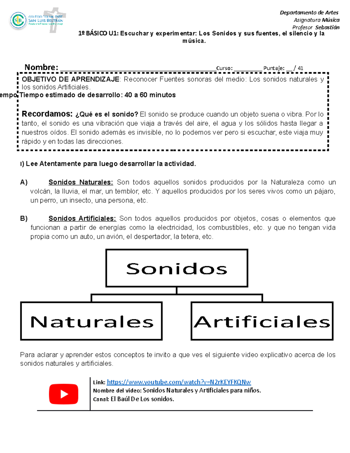 1 básico Sonidos Naturales Sonidos Artificiales quédate en casa - 1º ...