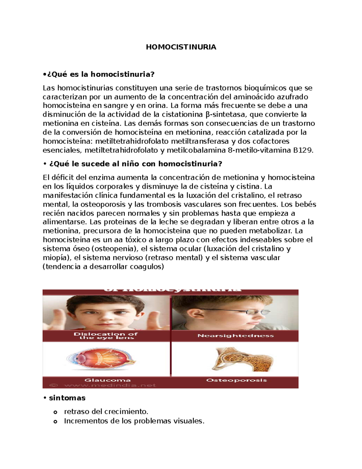 Homocistinuria, exp - 2022 - HOMOCISTINURIA •¿Qué es la homocistinuria ...