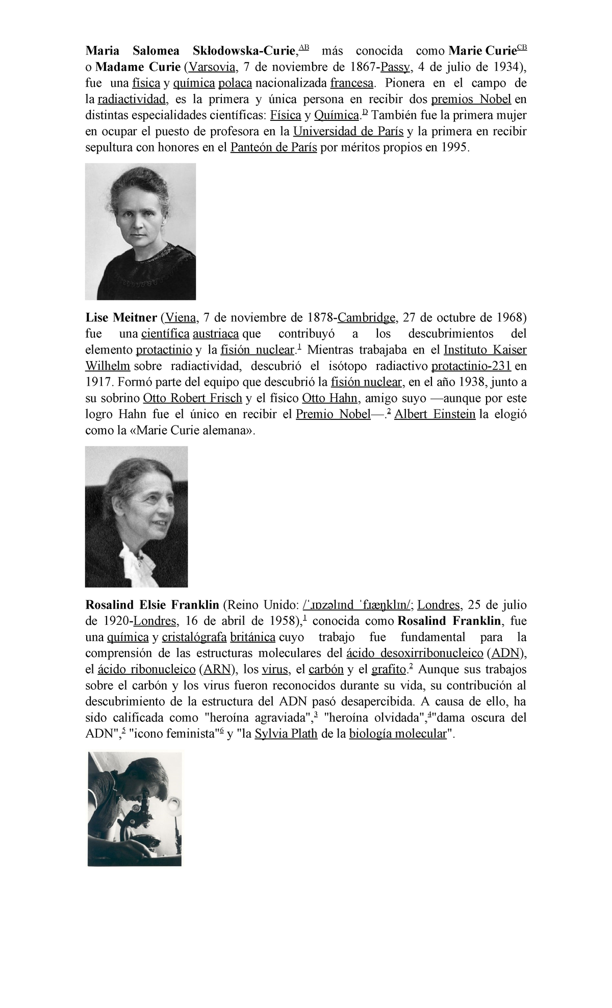 Cientificas - Maria Salomea Skłodowska-Curie,AB más conocida como Marie ...