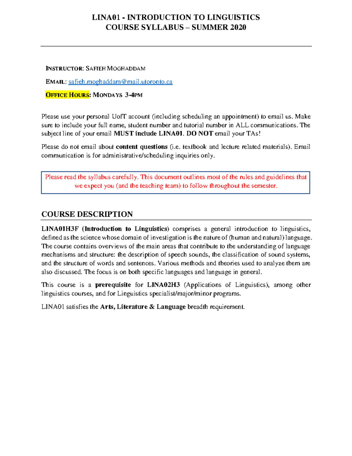LINA01 Syllabus SUM2020 - LINA01 - INTRODUCTION TO LINGUISTICS COURSE ...