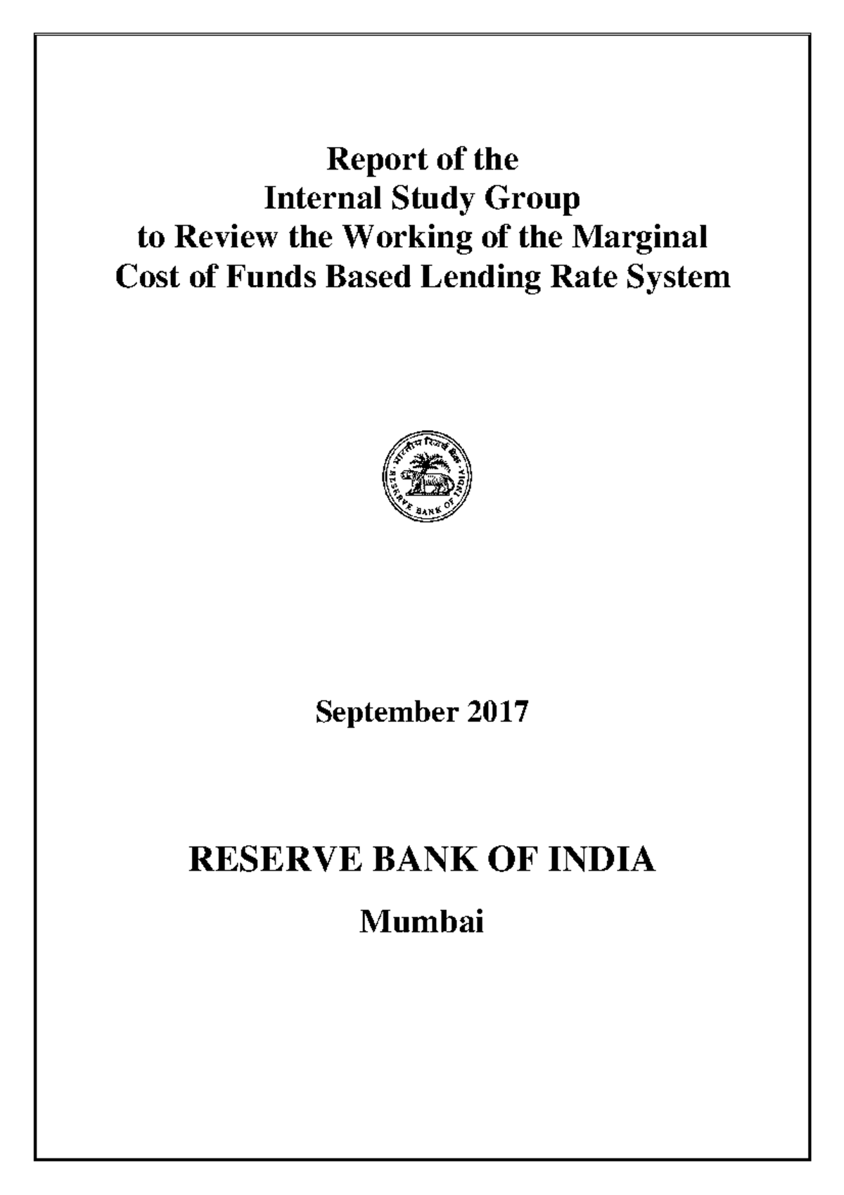 3) RBI Report - Report of the Internal Study Group to Review the ...