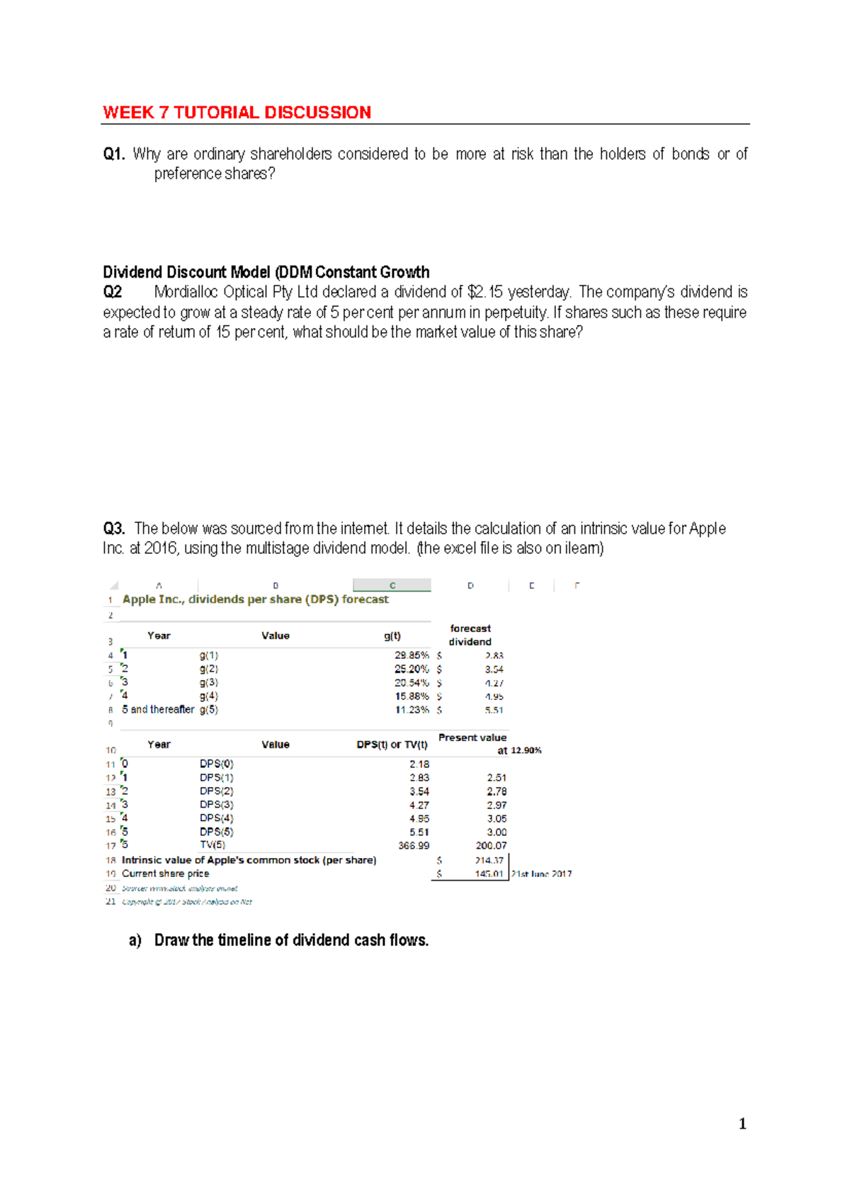 Topic 7 - Homework questions from/ for tutorials - WEEK 7 TUTORIAL ...