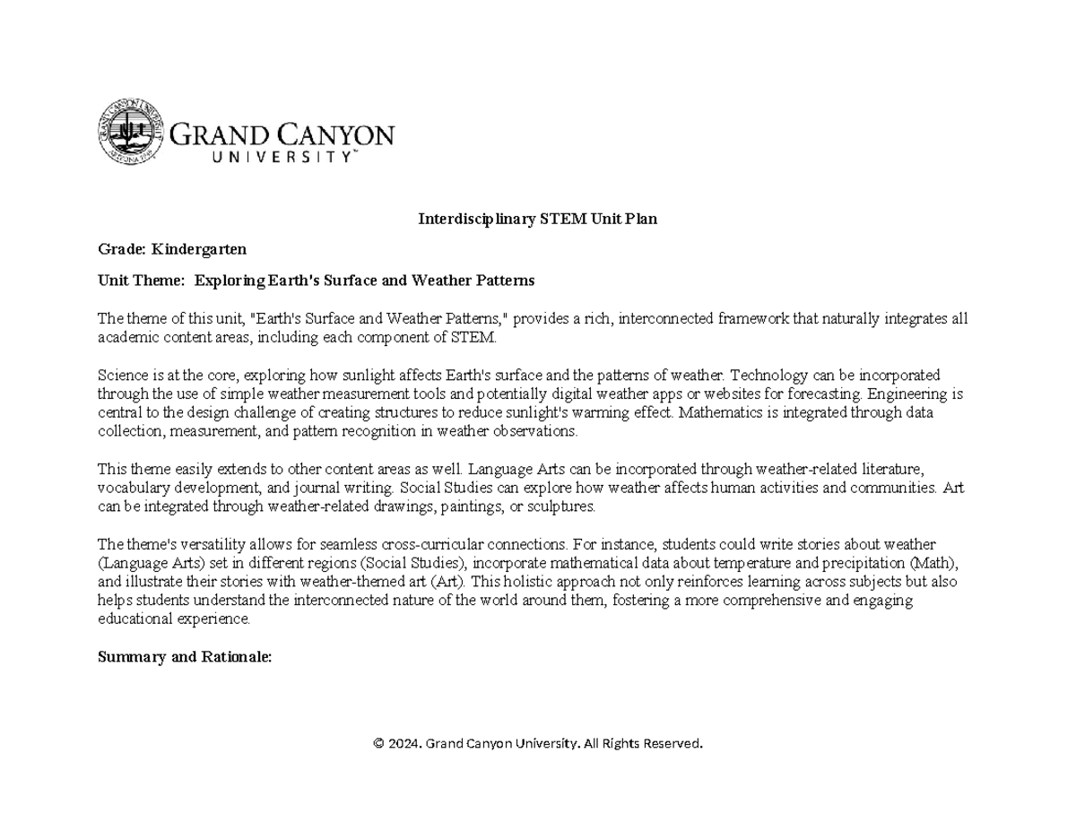 ELM-462-Unit Plan 24 - fill in for your unit plan - Interdisciplinary ...