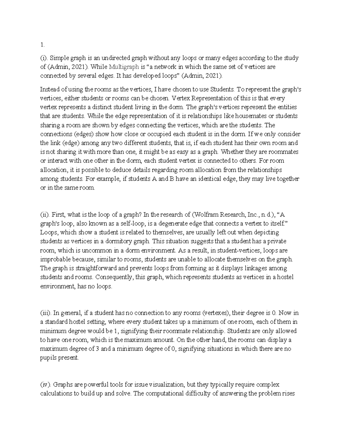 MATH UNIT 7 Assignment - 1. (i). Simple graph is an undirected graph ...