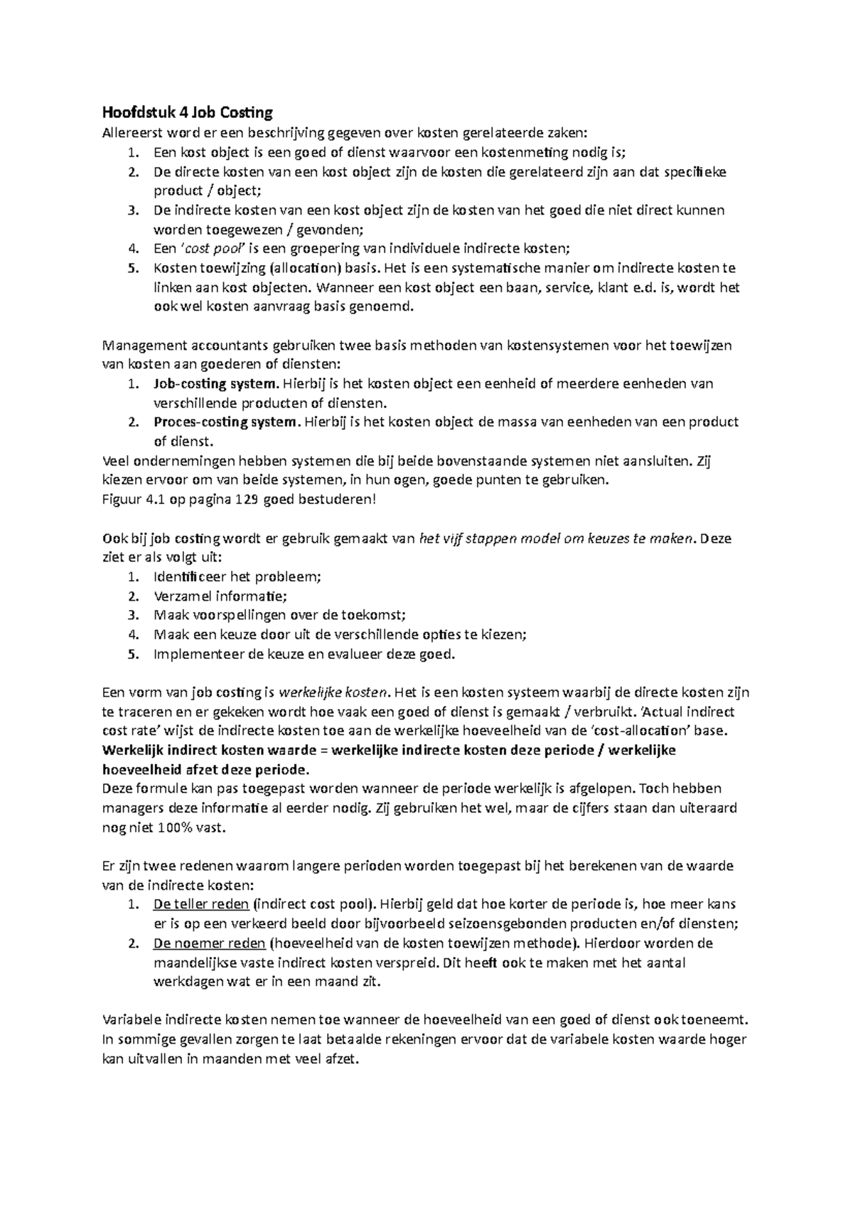 hoofdstuk-4-samenvatting-hoofdstuk-4-job-costing-allereerst-word-er