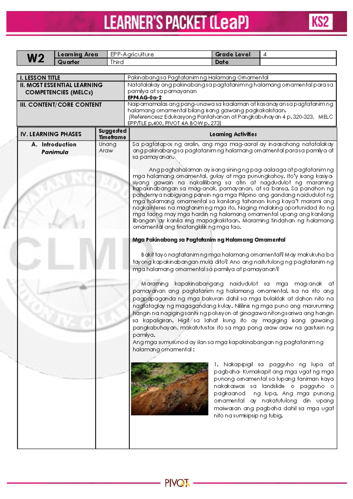 EPP AFA G4 w2 - DLL - W 2 Learning Area EPP-Agriculture Grade Level 4 ...