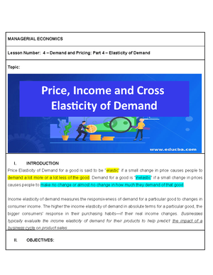 L-4 Modeling Consumer Demand - MANAGERIAL ECONOMICS Lesson Number: 4 ...