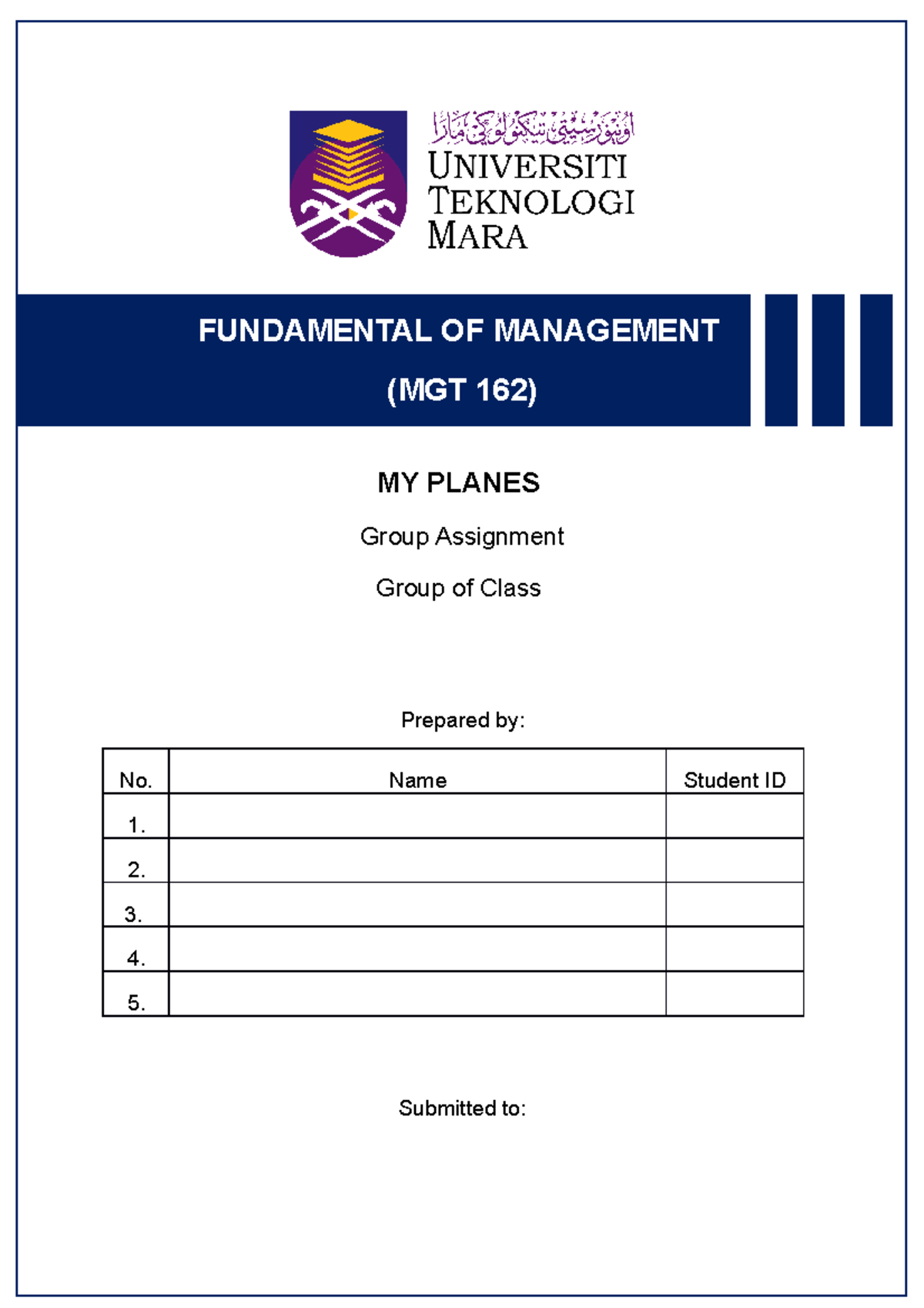 MGT - GP Assignment - mgt - FUNDAMENTAL OF MANAGEMENT (MGT 162) MY ...