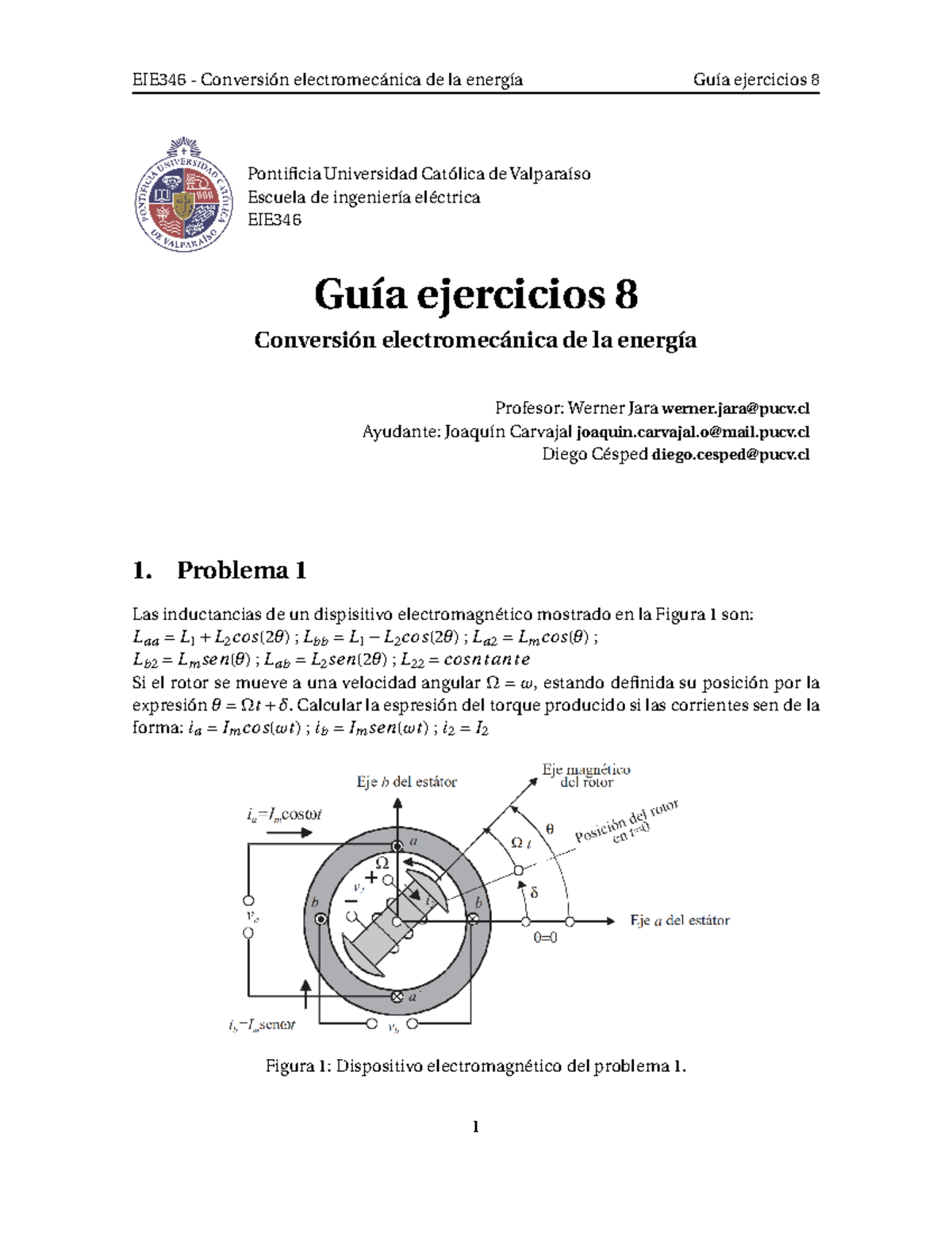 Guía ejercicios 8 EIE346 - EIE346 - Conversión electromecánica de la energía Guía ejercicios 8 ...