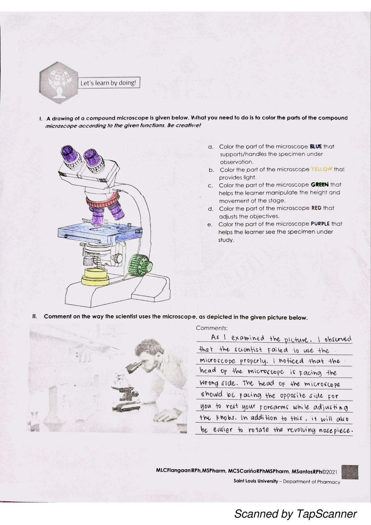 The Microscope Activity - learn doing! 1. A drawing of a compound ...