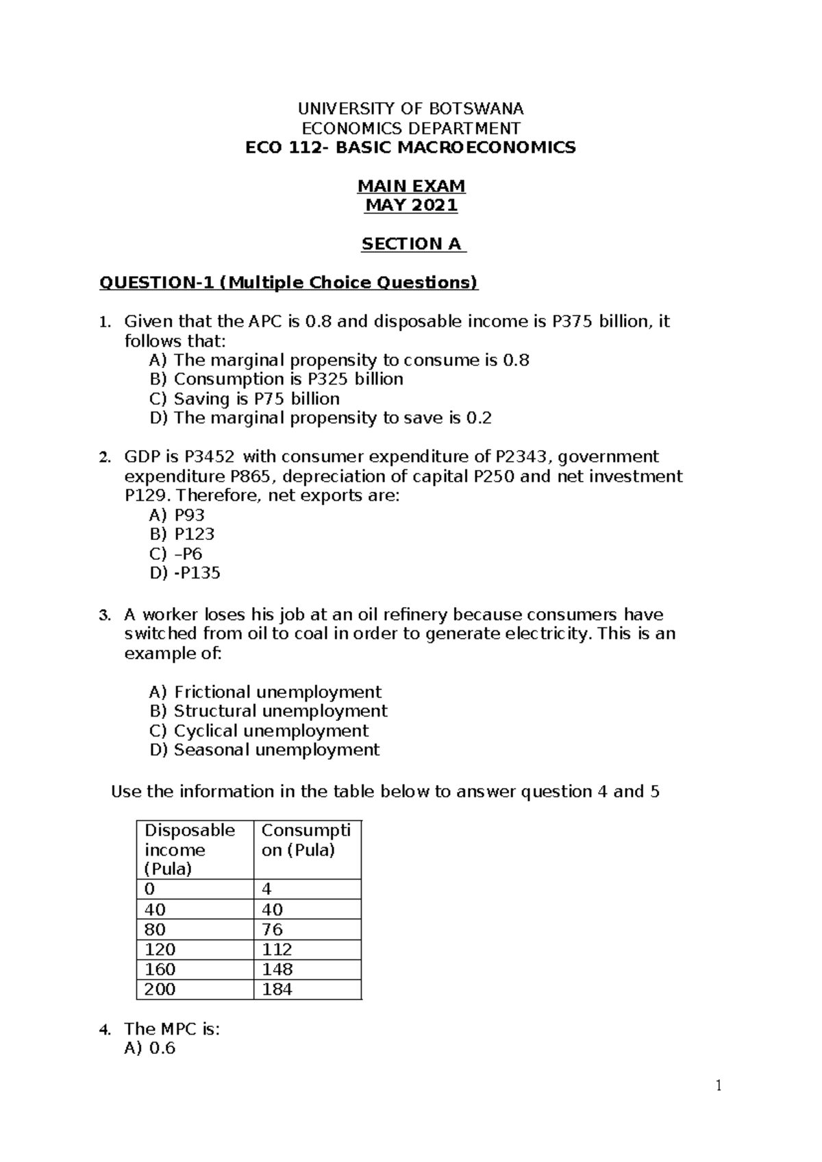 ECO 112- Exam 2021 - exam paper to help you pass - UNIVERSITY OF ...