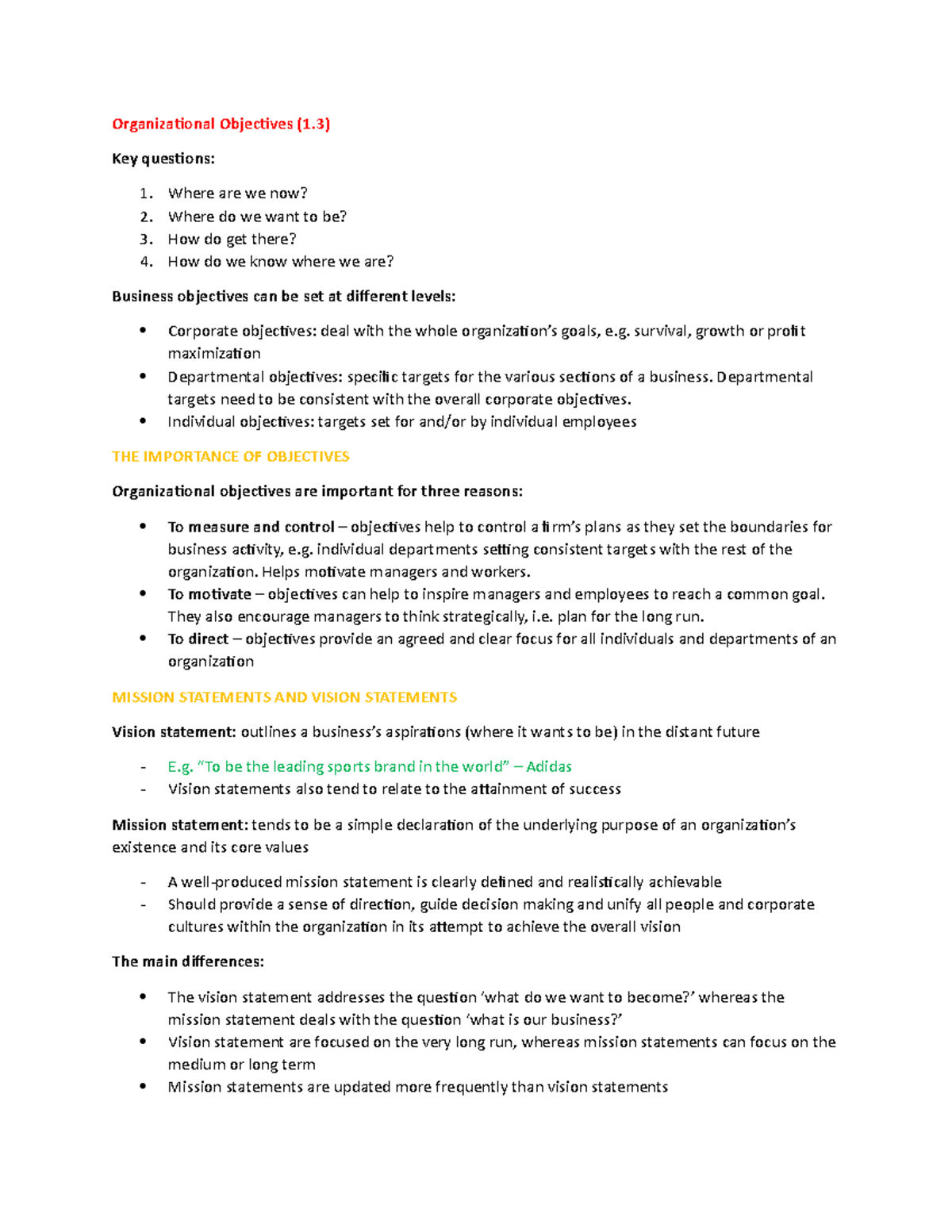 1.3 Organizational Objectives - Studocu