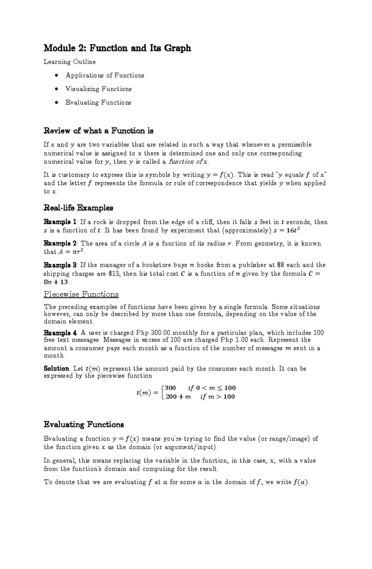 1.2 Function and Its Graph - Module 2: Function and Its Graph Learning ...
