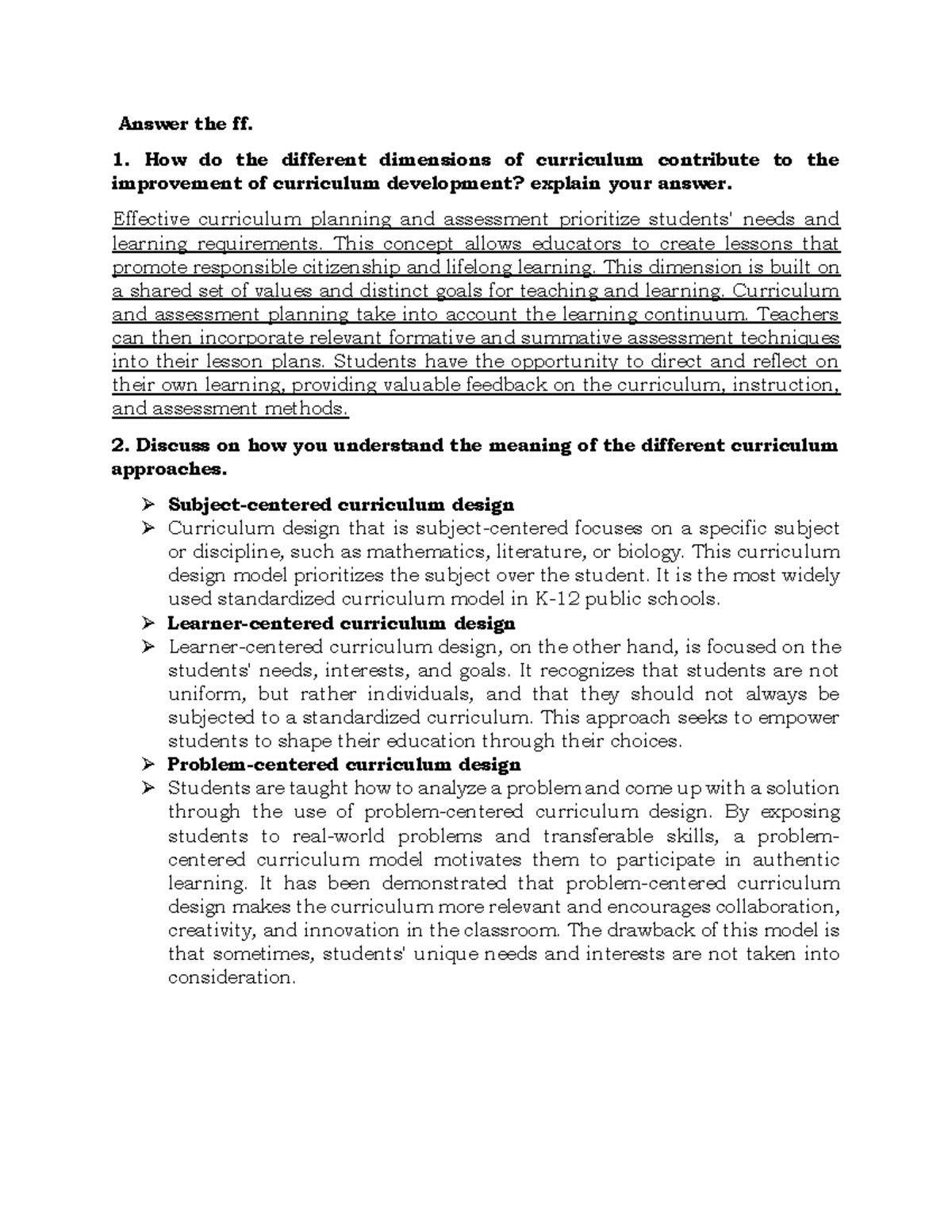 UNIT 4 RICK - IT IS HELPFUL TO US - Answer the ff. How do the different ...