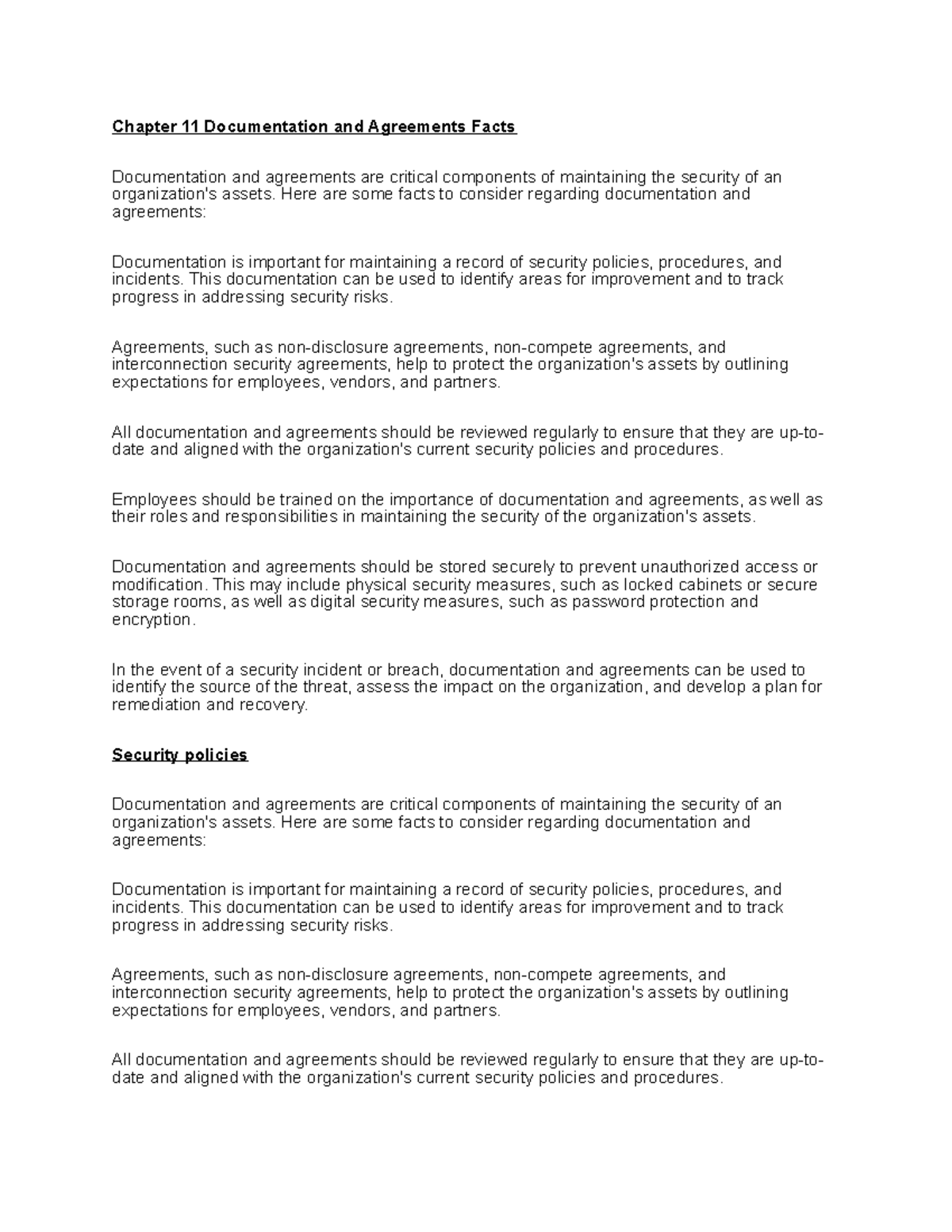 Chapter 11 Documentation and Agreements Facts - Here are some facts to ...