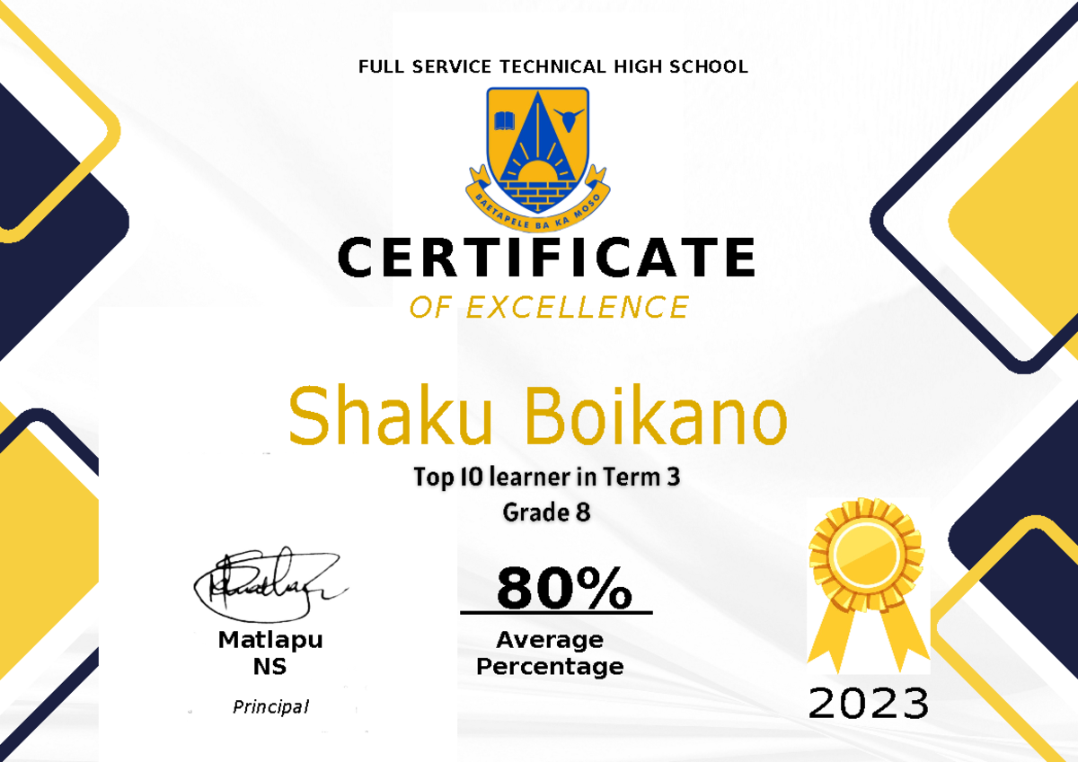 Blue and Yellow Minimalist Employee of the Month Certificate ...