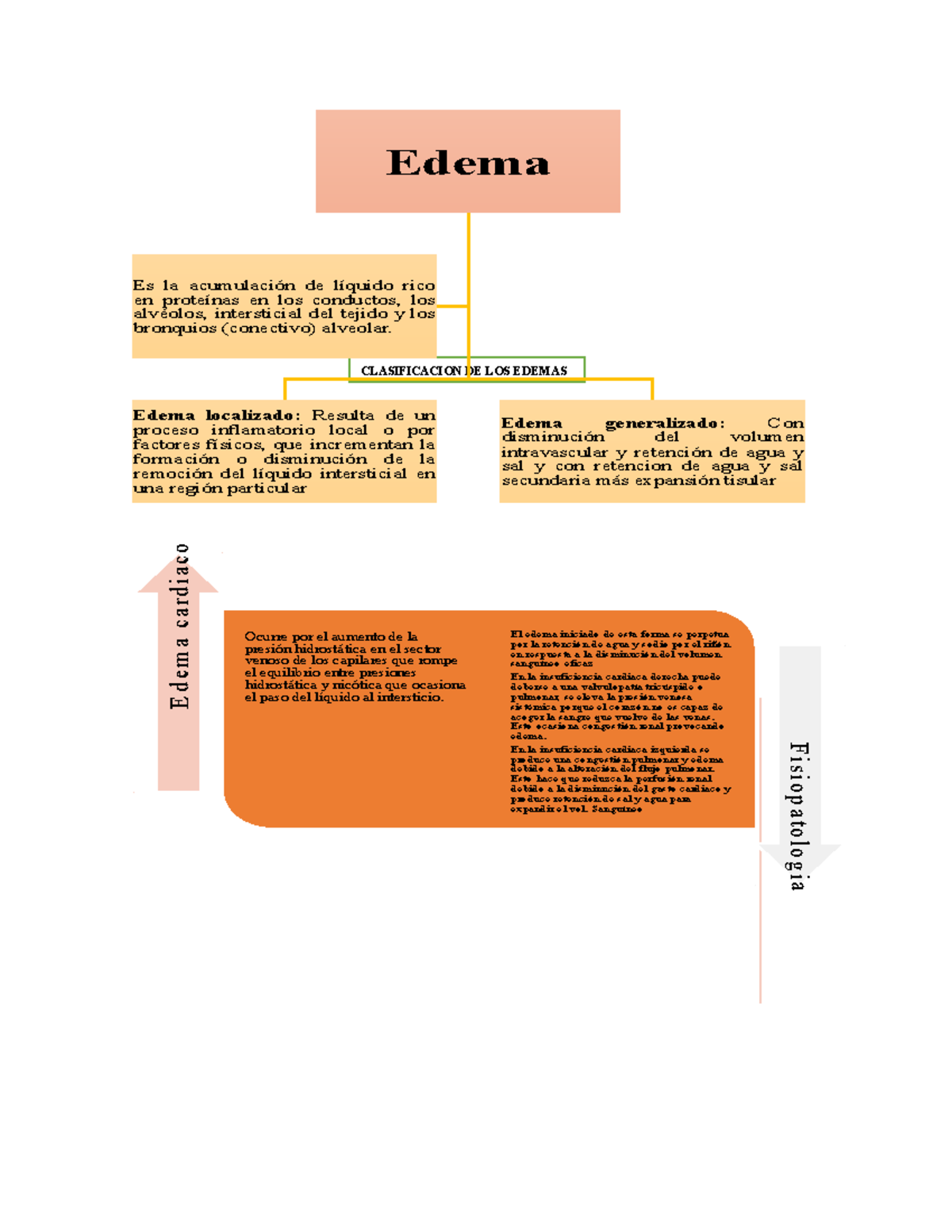 Mapa conceptual Edema - CLASIFICACION DE LOS EDEMAS Edema Edema ...