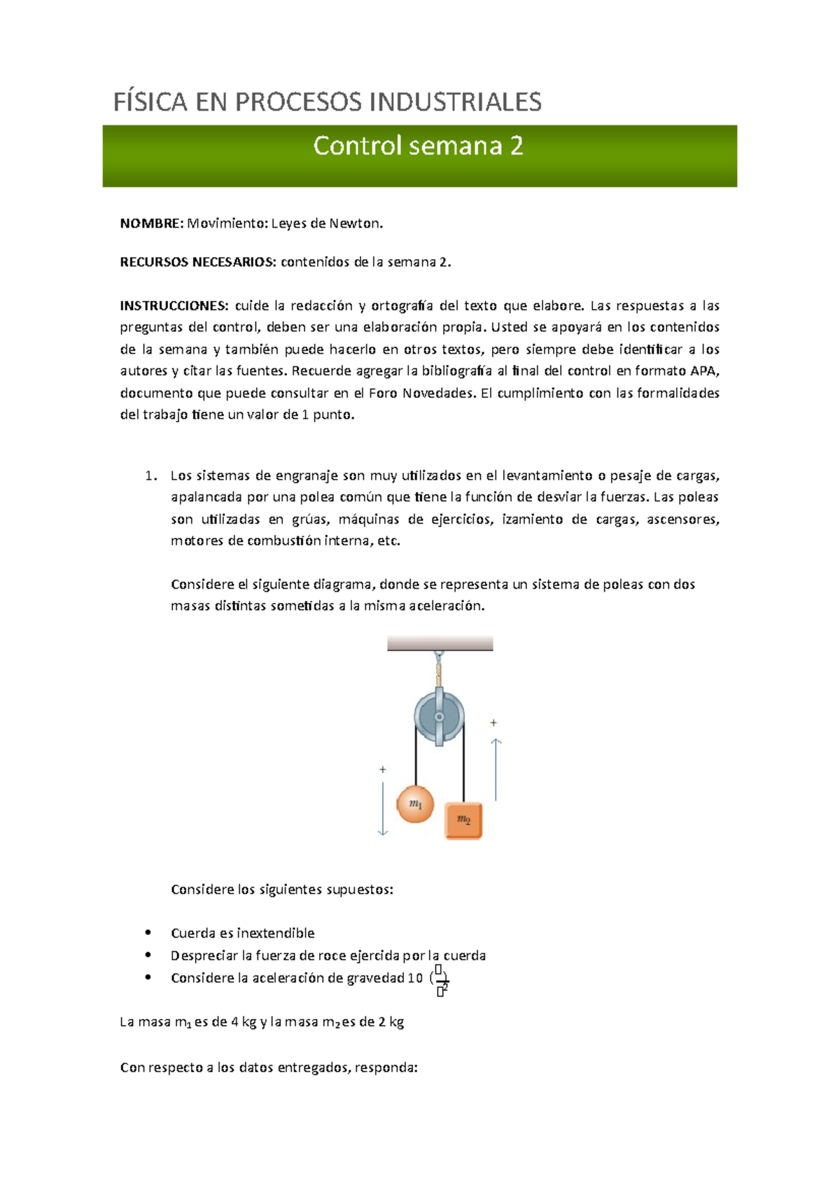 02 - Física en Procesos Industriales - Control V1 - Control semana 2 ...