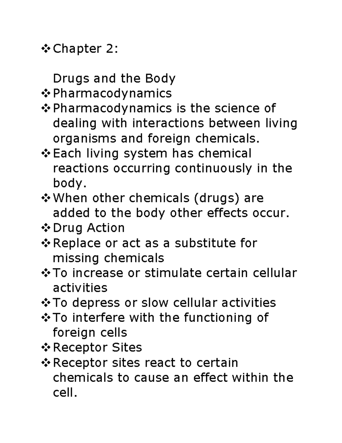 Chapter 2 Outline - Notes - Chapter 2: Drugs and the Body ...