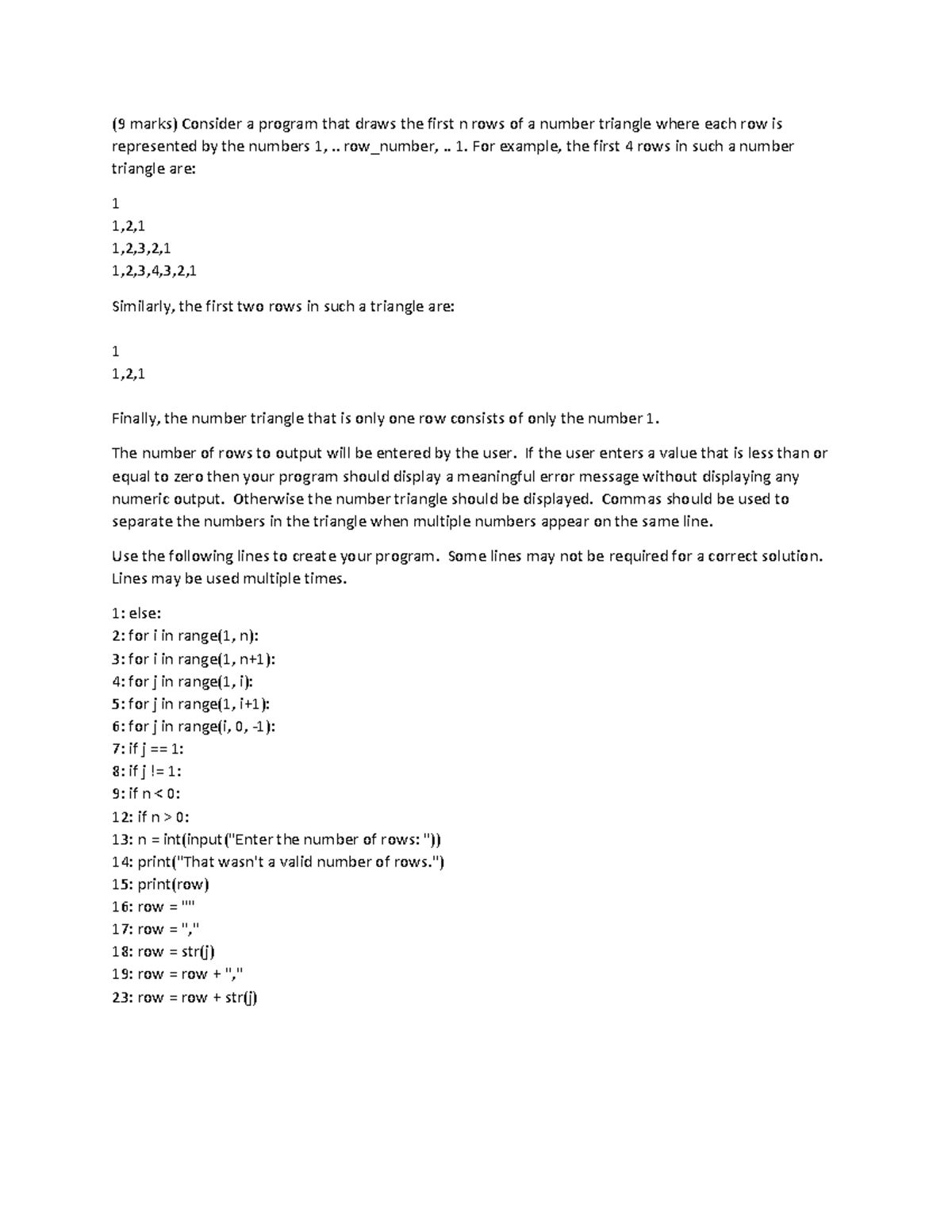 Number Triangle - Parsons Problem exercises - Warning: TT: undefined ...