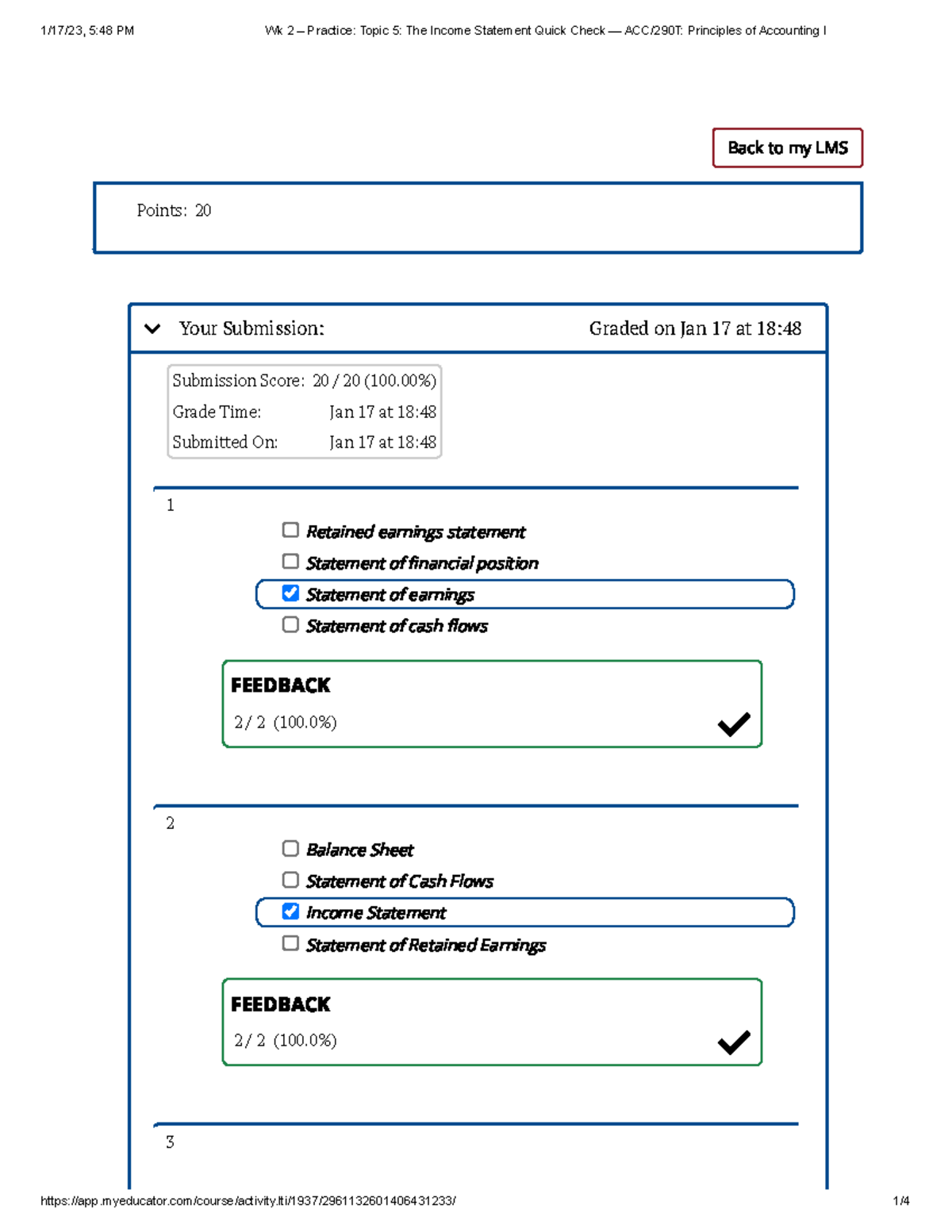 Wk 2 – Practice Topic 5 The Income Statement Quick Check — ACC 290 T ...