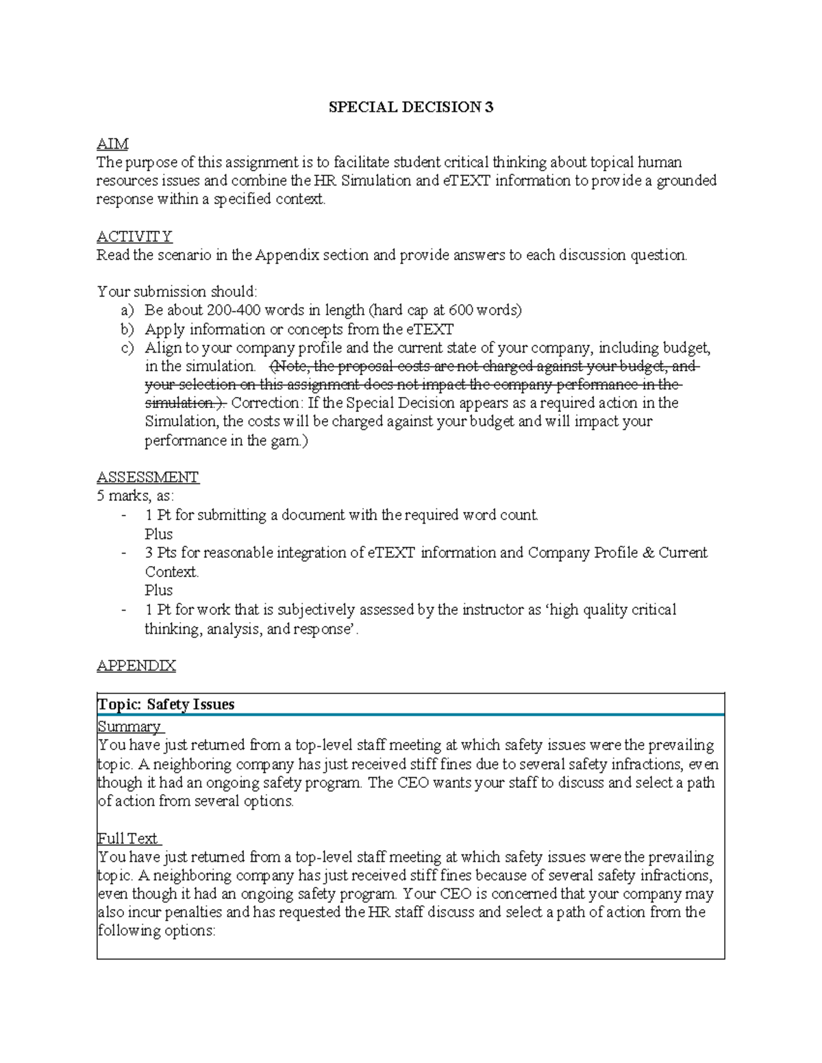 HRSim Special Decision - Safety Issues (AO20231007) - SPECIAL DECISION ...
