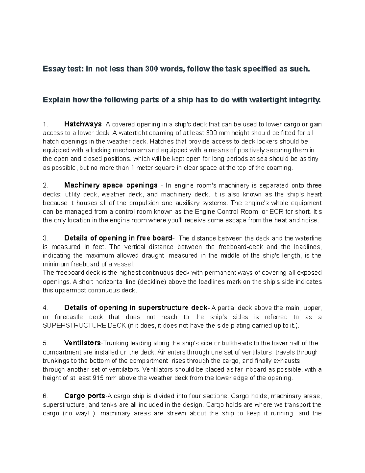 PARTS OF SHIP IN THE WATERTIGHT INTEGRITY - Mar Power-Basic Marine ...