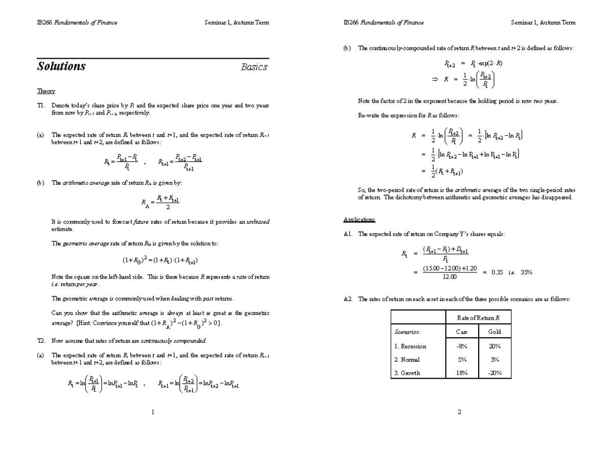 IB266 seminar 1 As - _________________________ Solutions Basics Theory ...