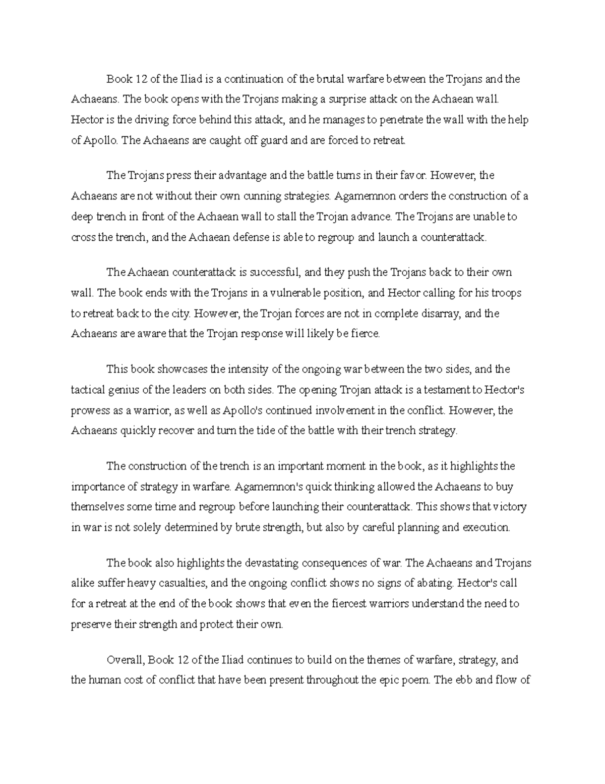 Book 12 of the Iliad Plot Summary - Book 12 of the Iliad is a ...