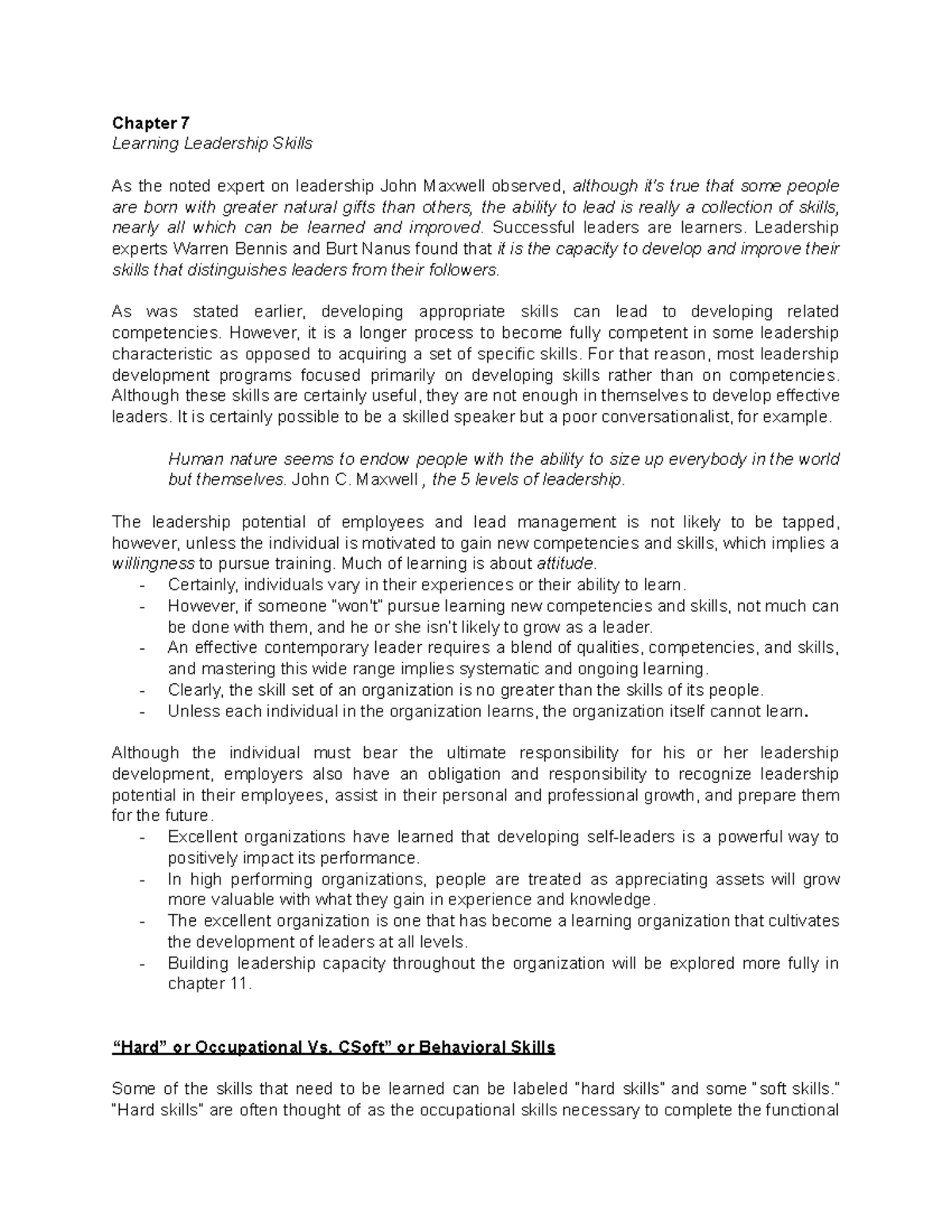 Lecture 13 - Chapter 7. Learning Leadership Skills - Chapter 7 Learning ...