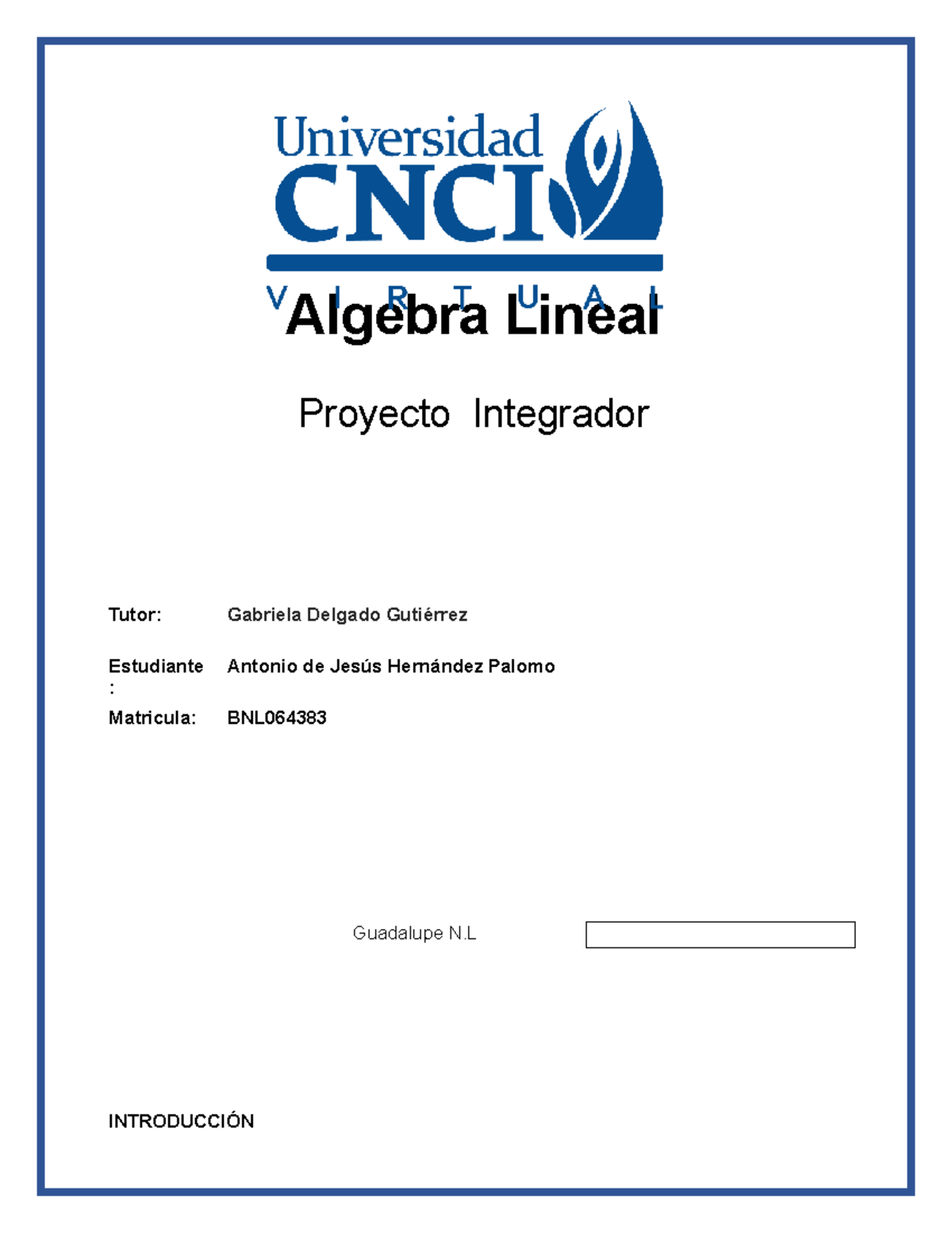 Proyecto Integrador - apuntes - Algebra Lineal Proyecto Integrador ...
